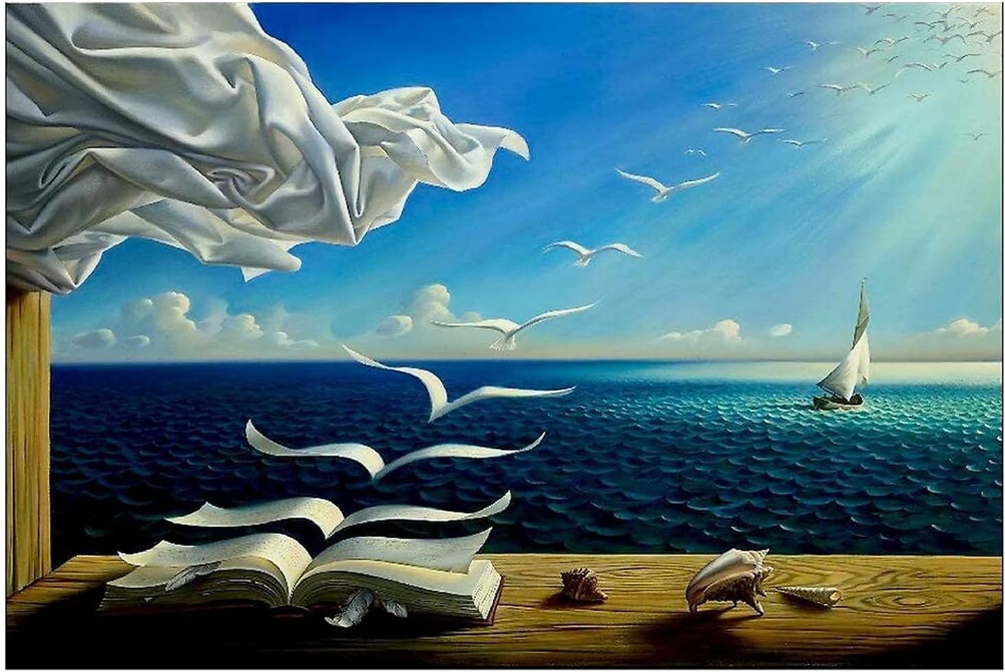 Amazon.com: ZENDA Salvador Dali Wall Art Dalí Wave Book Framed Painting ...