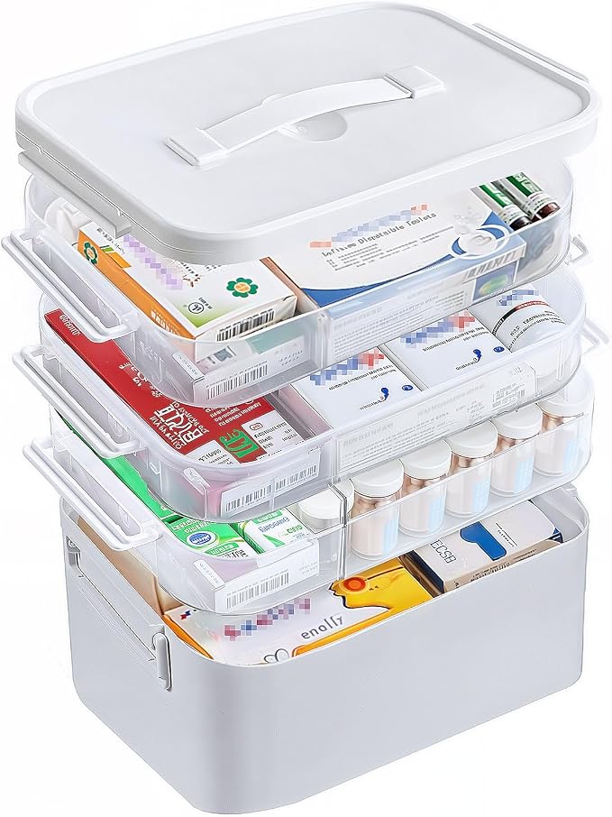 Amazon.com: 4-Tier Portable Medicine Cabinet Organizer, Large Medicine ...