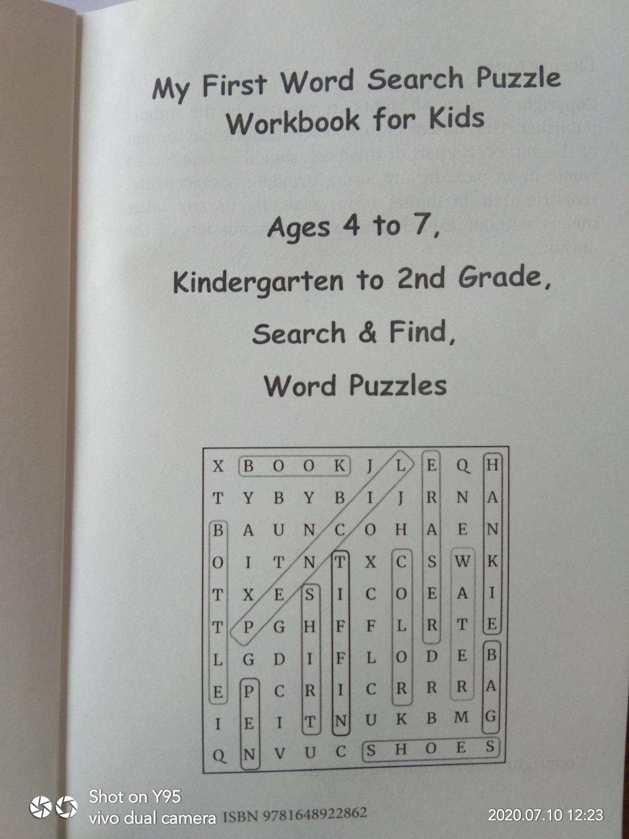 My First Word Search Puzzle Workbook for Kids : Kindergarten to 2nd ...