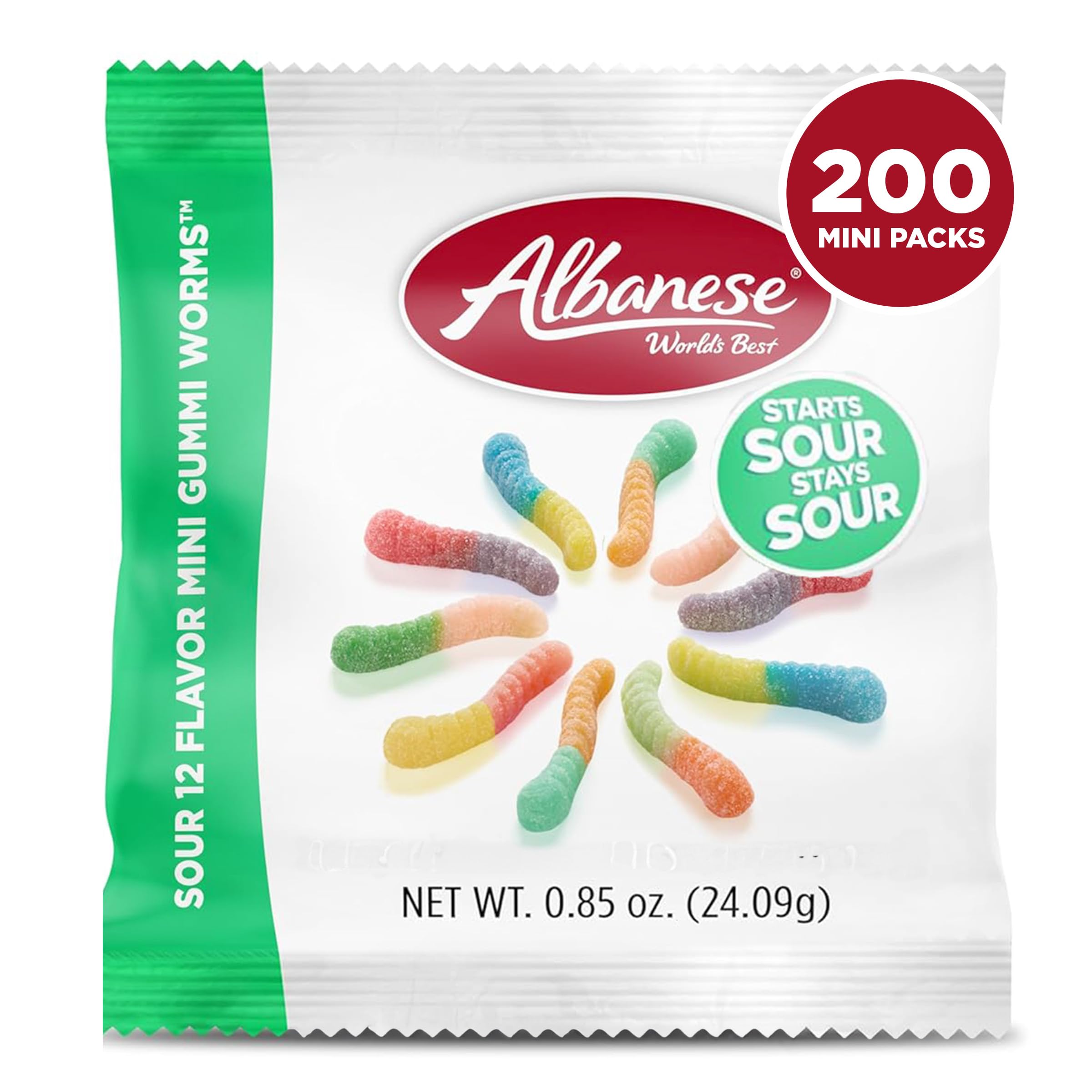 Snapklik.com : Albanese Worlds Best Sour 12 Flavor Mini Gummi Worm ...