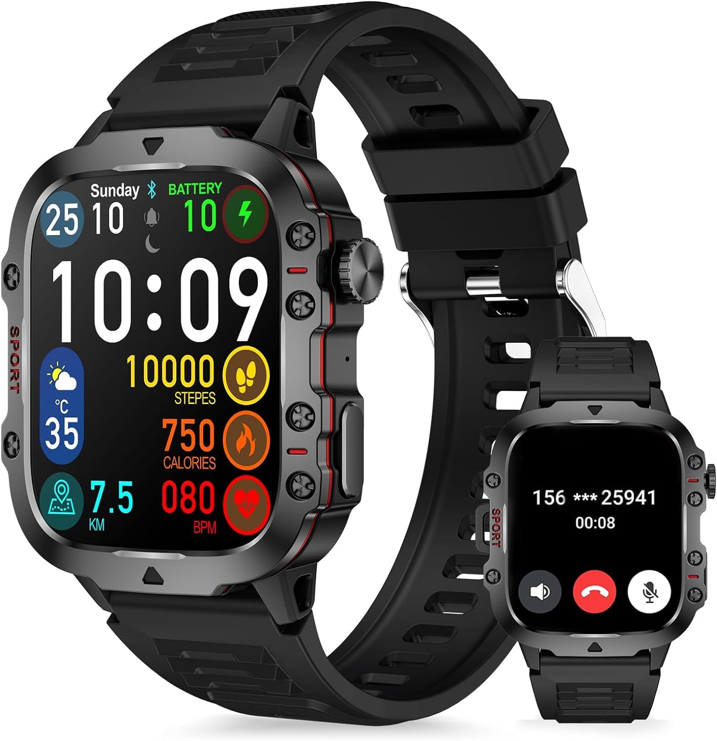 Amazon.com: 1.96 Inch AMOLED Men's Smart Watch with Bluetooth 5.2 Call ...