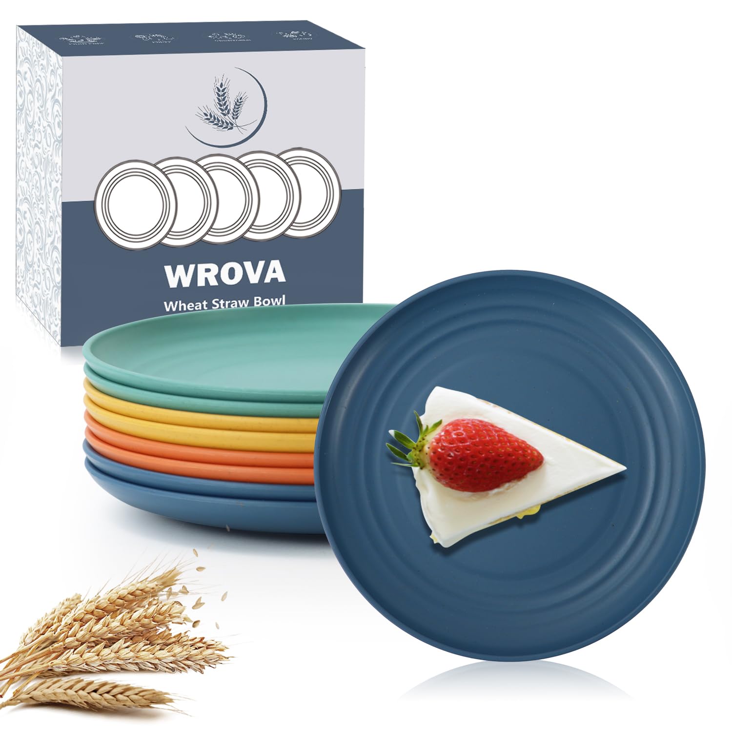 Amazon.com | Wrova Appetizer Plates Set of 8-6 Inch Wheat Straw Dessert ...