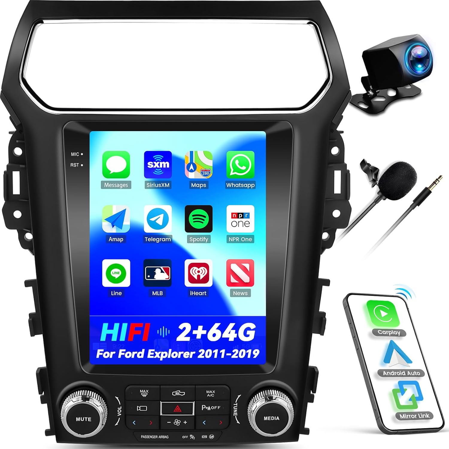 Amazon.com: CAMECHO 2G+64G Car Radio for Ford Explorer Radio Upgrade ...