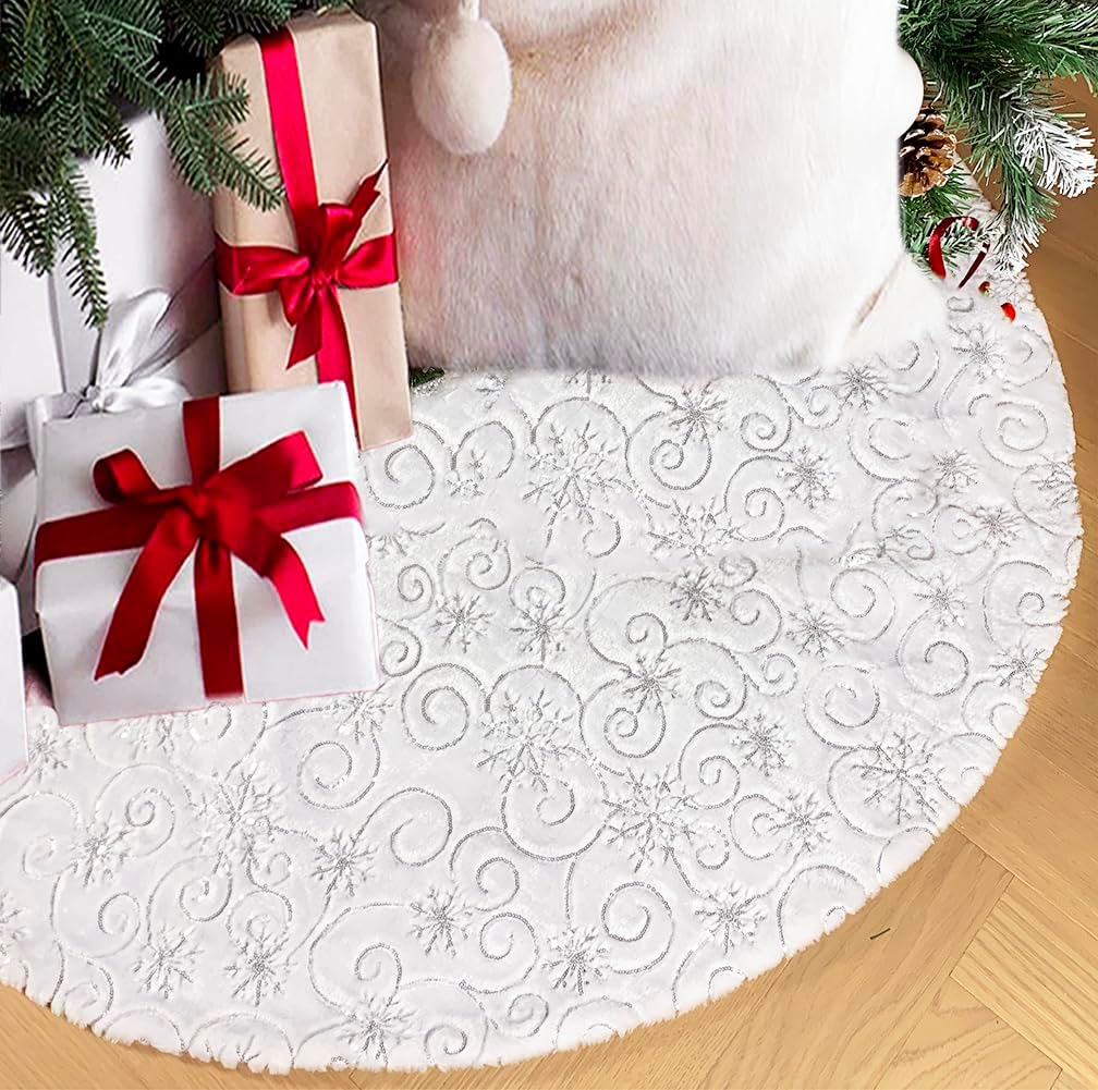Amazon.com: AISENO 36 Inch Sequin Faux Fur Christmas Tree Skirt for ...