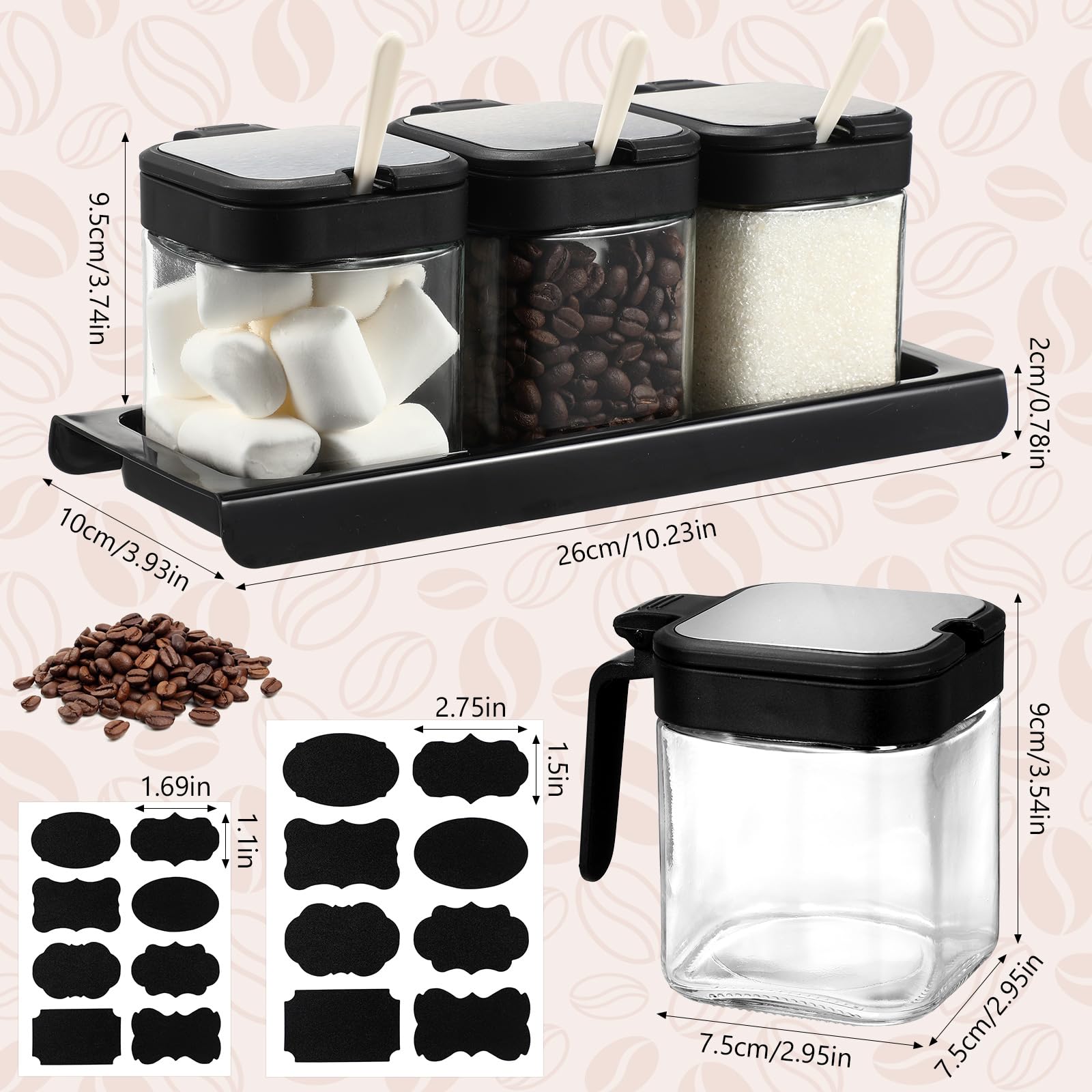 Snapklik.com : Suclain 3 Pcs Glass Coffee Containers Coffee Station ...