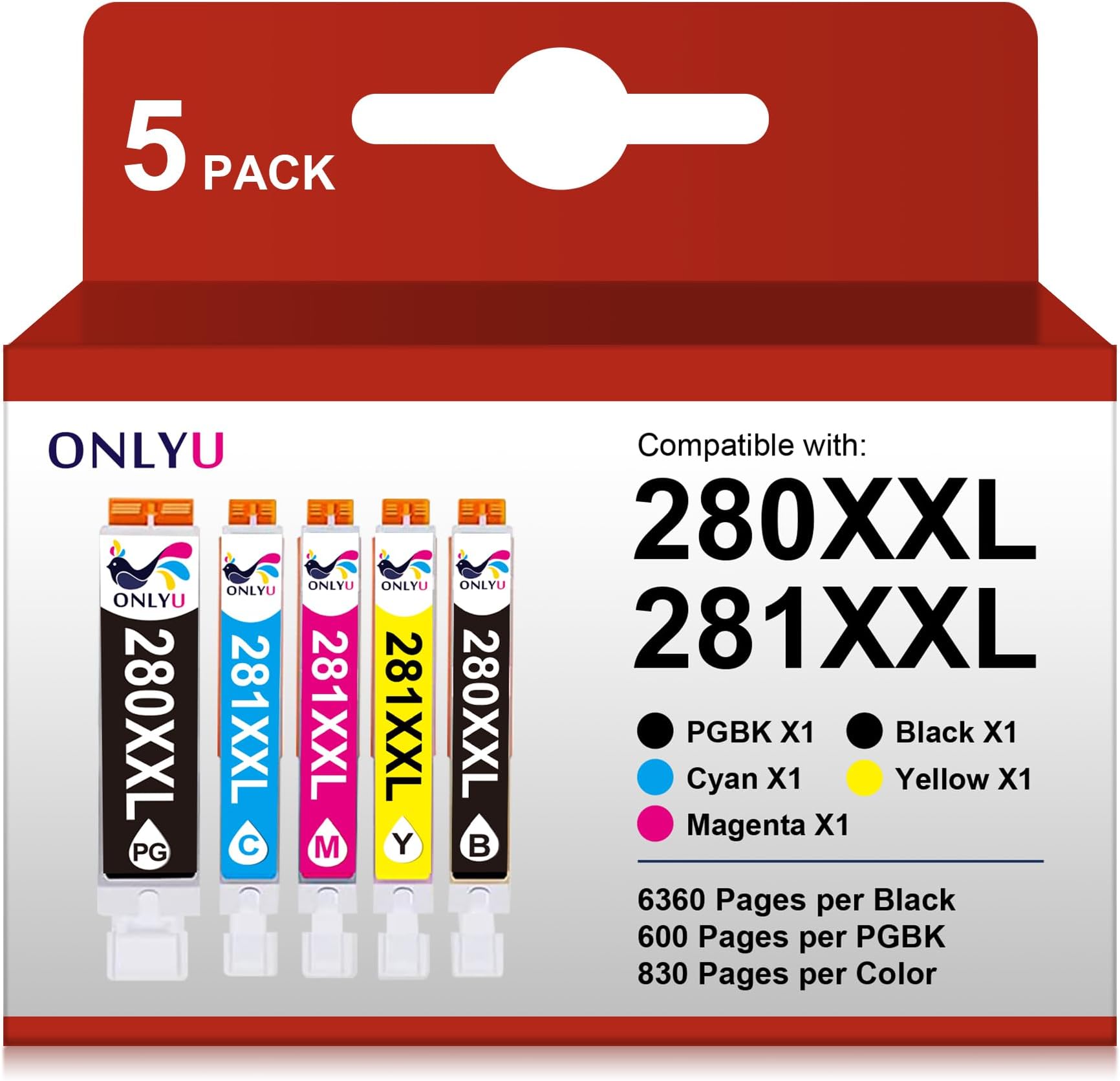 ONLYU 280XXL 281XXL Compatible for Canon Ink 280 and 281 Cartridges PGI ...