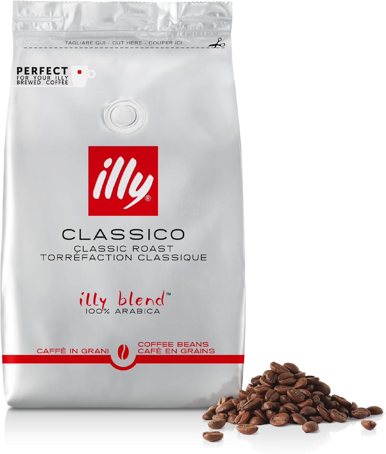illy Classico Coffee Beans, 100% Arabica Blend, Medium Roast, Intensity ...