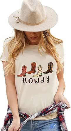 Howdy T-Shirt for Women Southern Western Cowgirl Country Music Rodeo ...