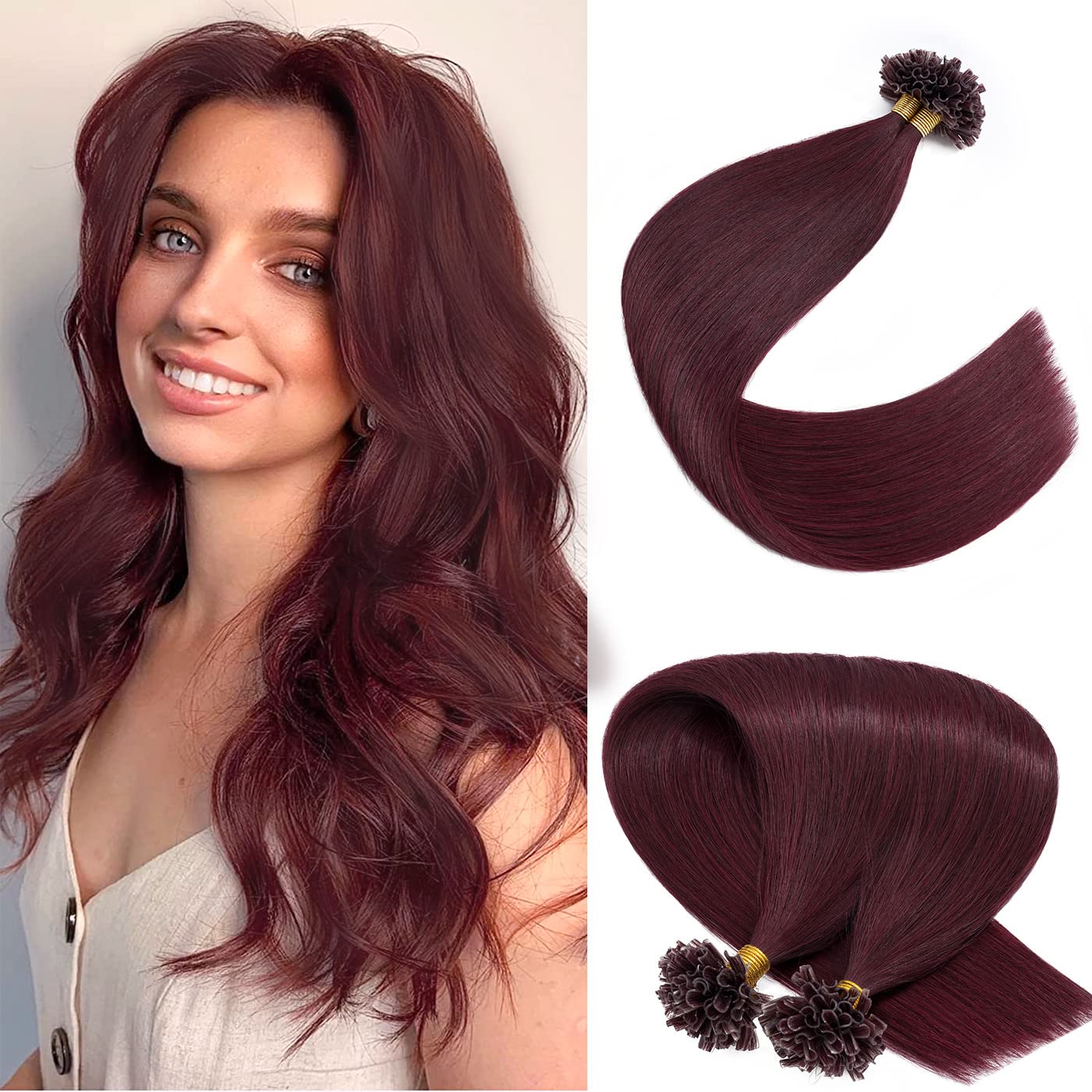 Amazon.com : SLEEKALON U Tip Hair Extensions Real Human Hair Pre Bonded ...