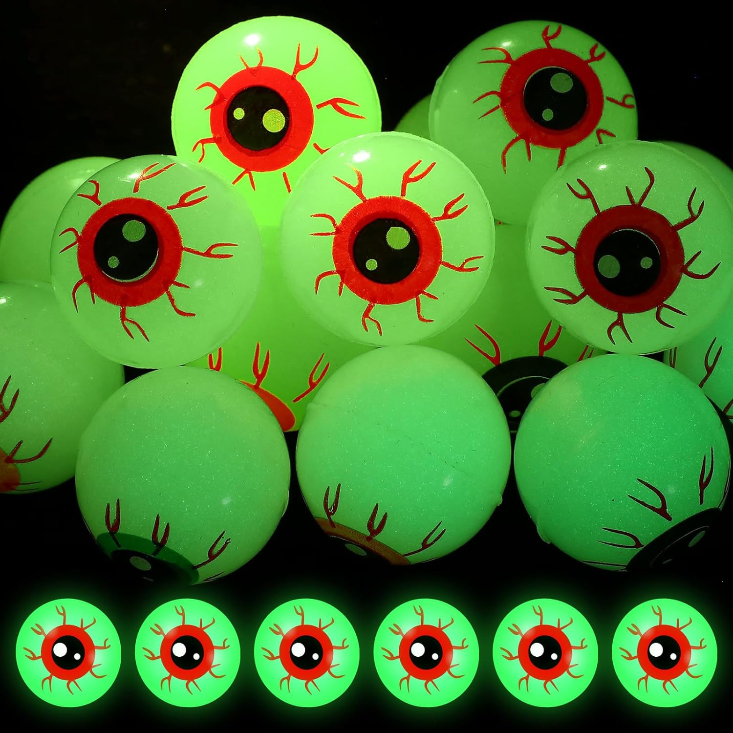 Amazon.com: ShinyRelief 12 Pcs Halloween Eyeball Bouncy Balls 32mm Glow ...