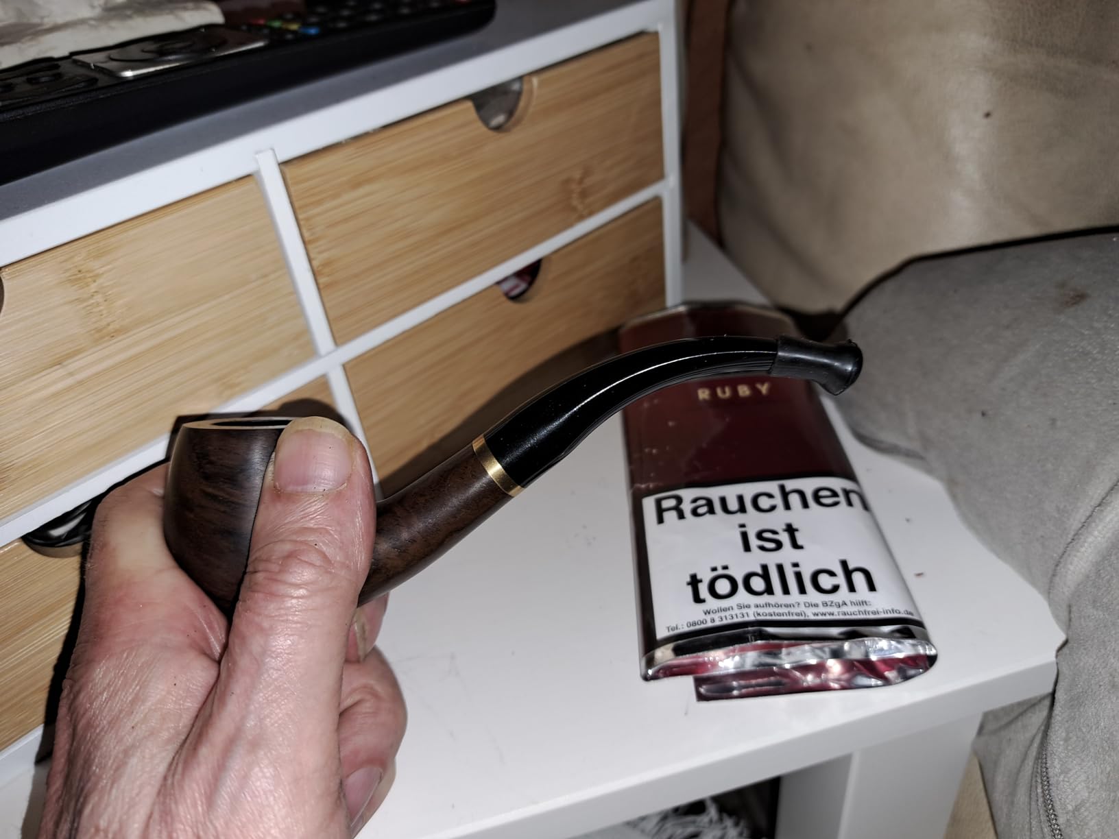 DIMJ Holz Tabak Pfeifen Set - gebogen Ebenholz Pfeife gebogen mit ...