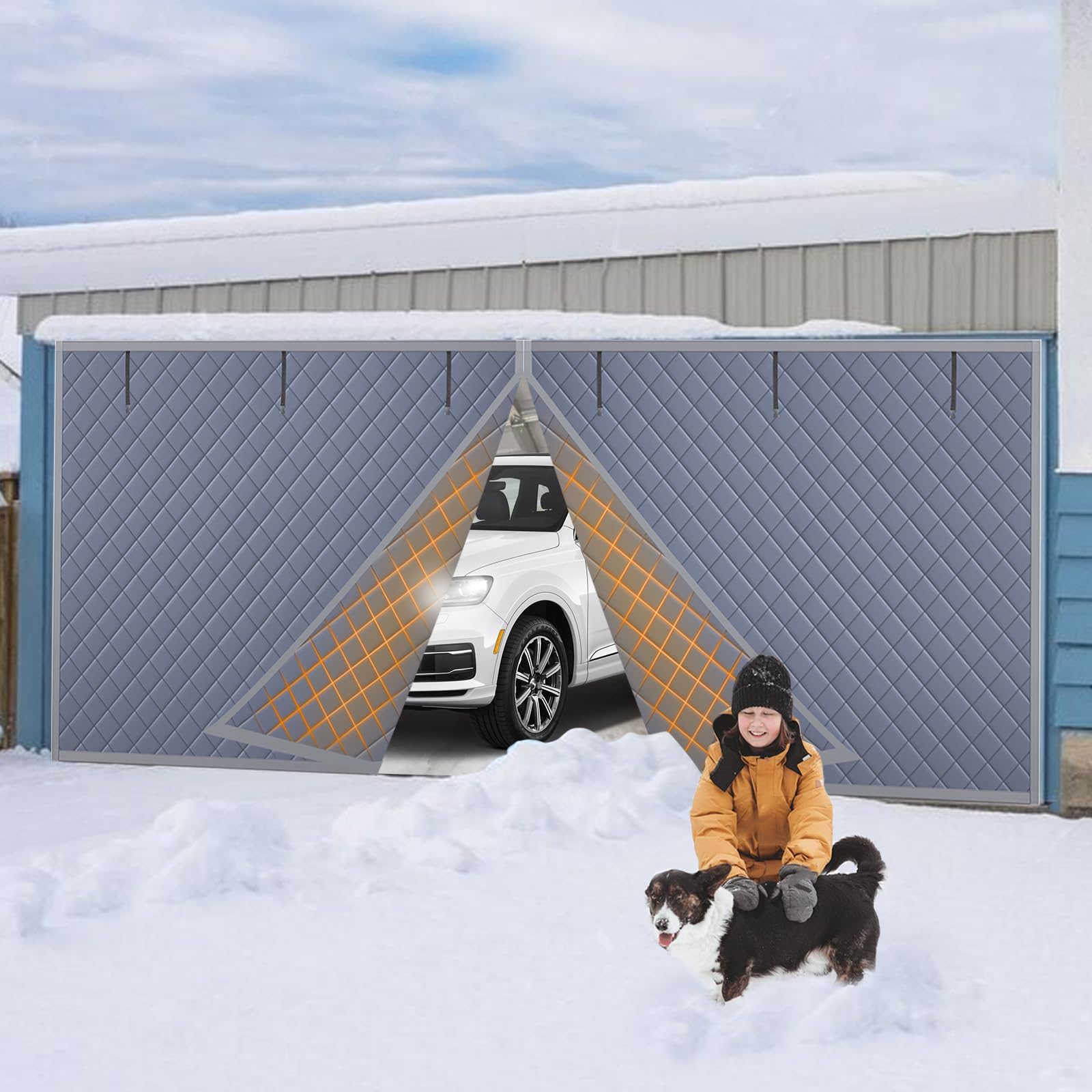 ABVRUN Garage Door Insulation 2 Car 16 * 7Ft Garage Door Cover Garage ...