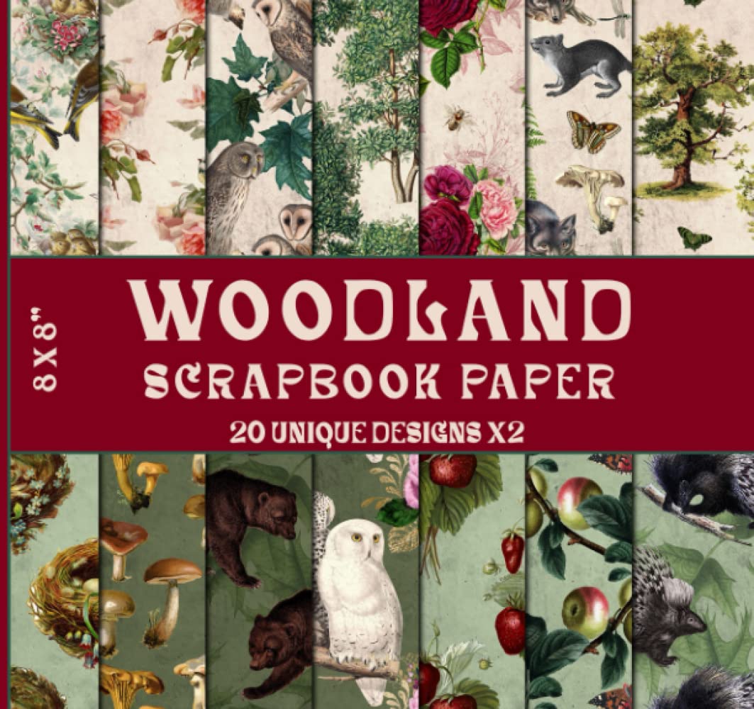 Woodland Scrapbook Paper: 20 Unique Wildlife Animal Patterns X2 ...