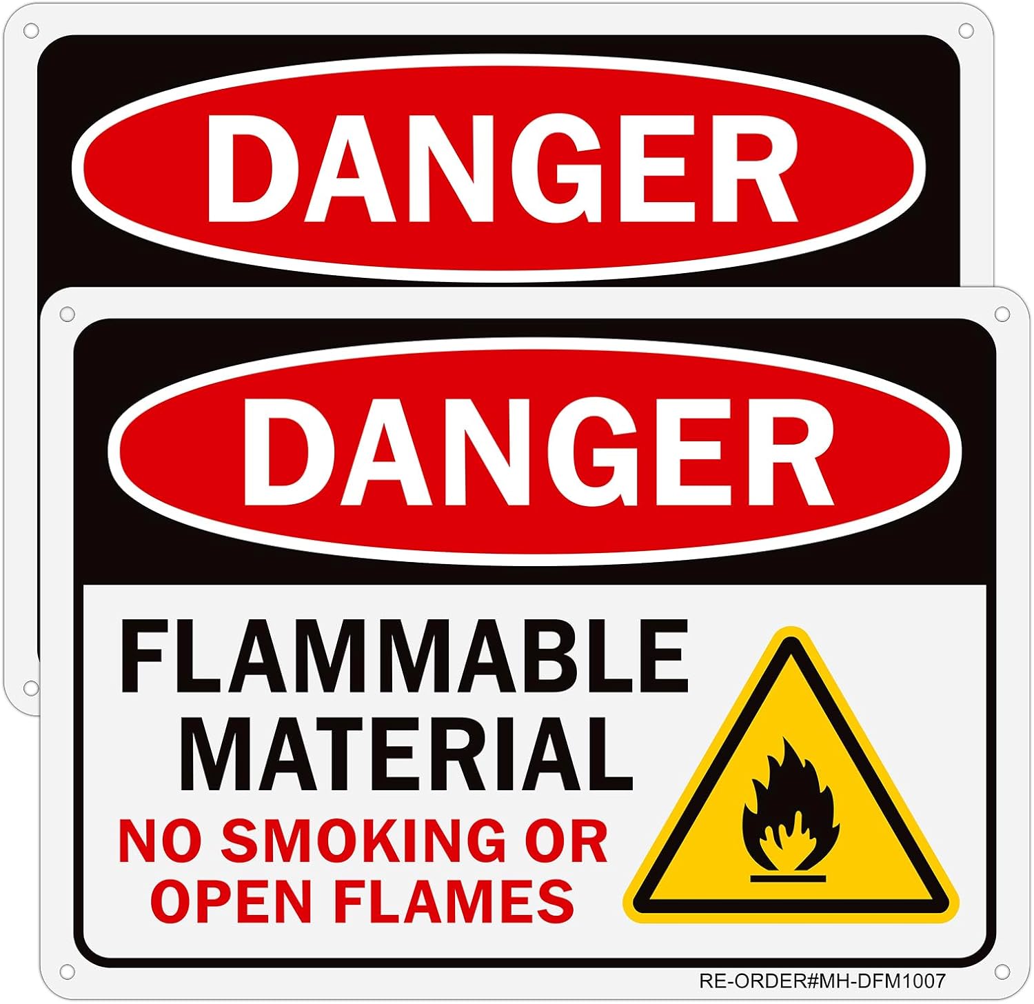 2 Pack Danger Flammable Material Signs, 10 x 7 Inch Aluminum No Smoking ...