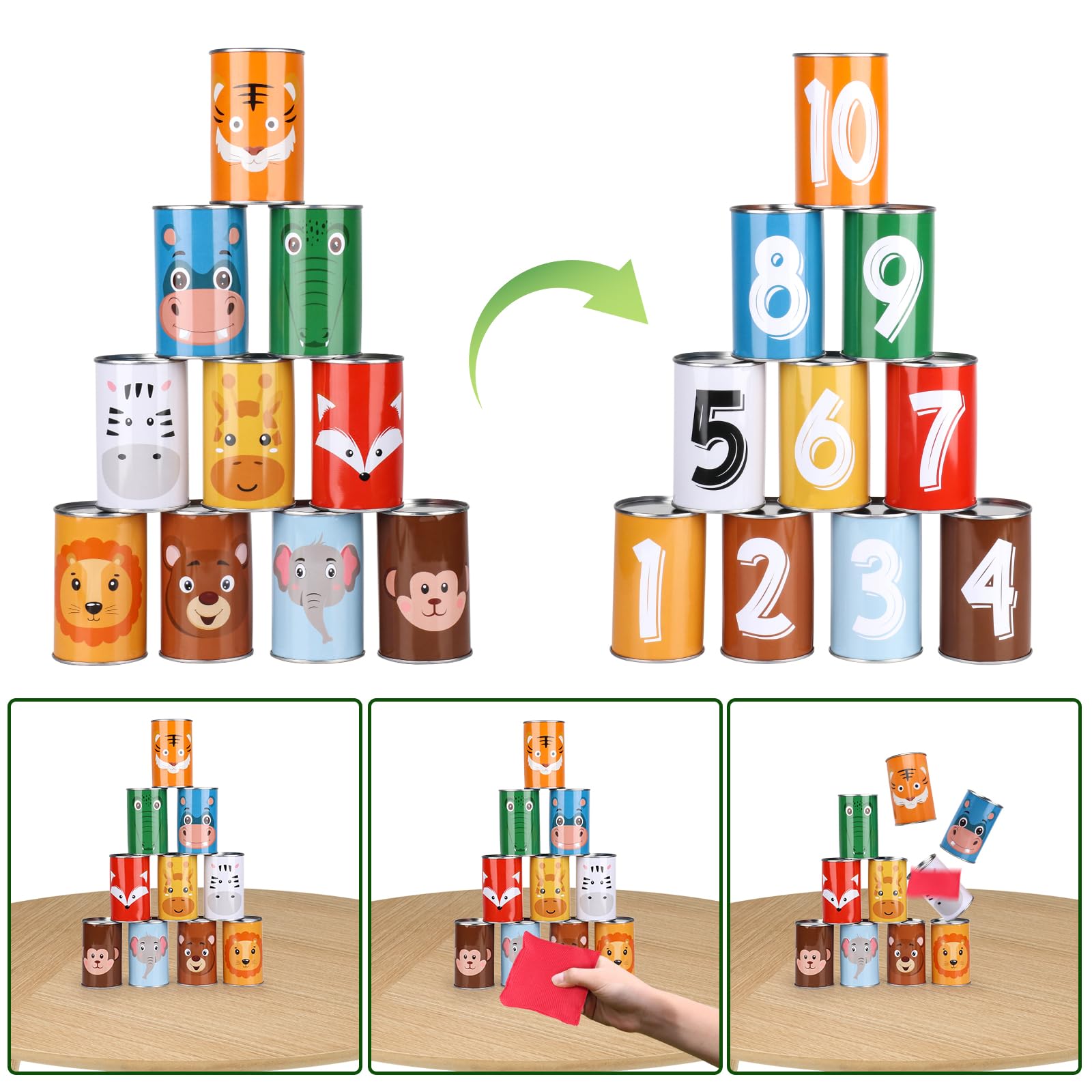 Hooqict 36PCS Carnival Games Set 4 in 1 Bean Bag Toss Can Games Soft ...