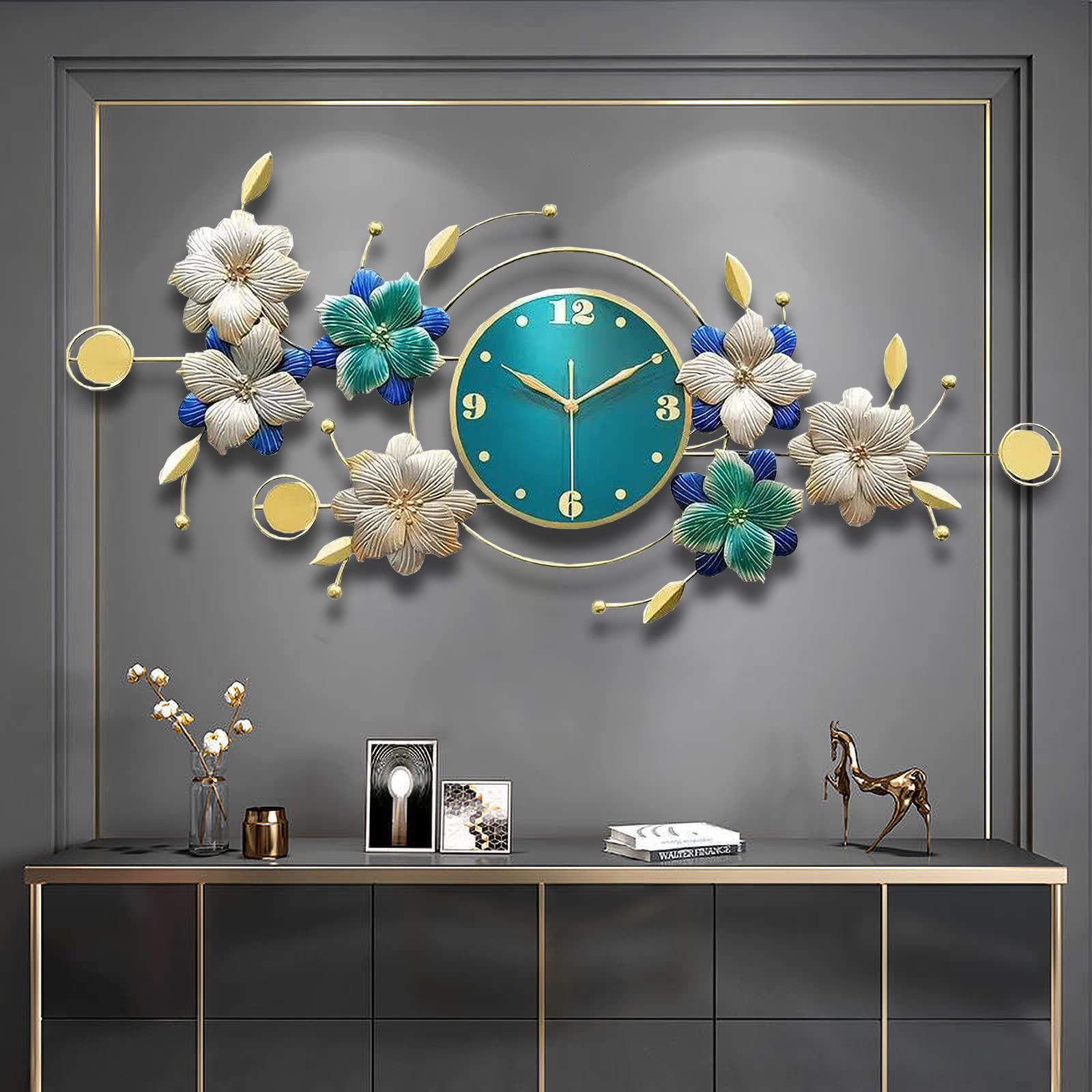 Large Wall Clock Metal Decorative Mid Century Big Clocks Extra Modern ...