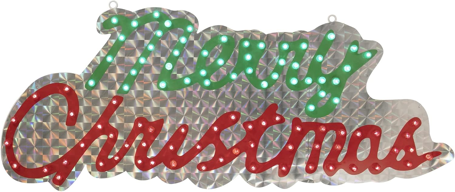 Amazon.com: Northlight LED Lighted Holographic Merry Christmas Outdoor ...