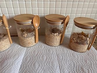 Amazon.com: MHDCLY Overnight Oats Containers with Lids,16oz Overnight Oats Jars 4 Pack, Oatmeal ...