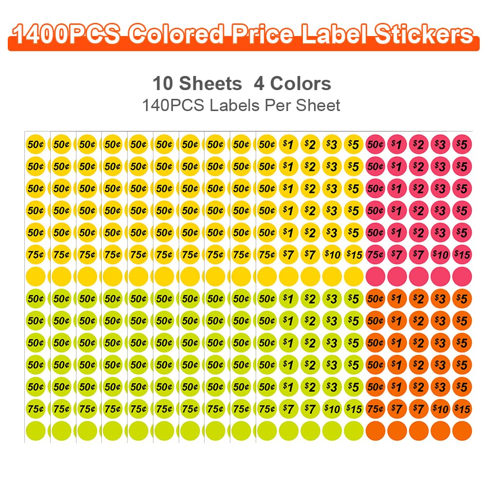 Snapklik.com : Garage Sale Stickers, 1400Pcs Yard Sale Stickers, Pre ...