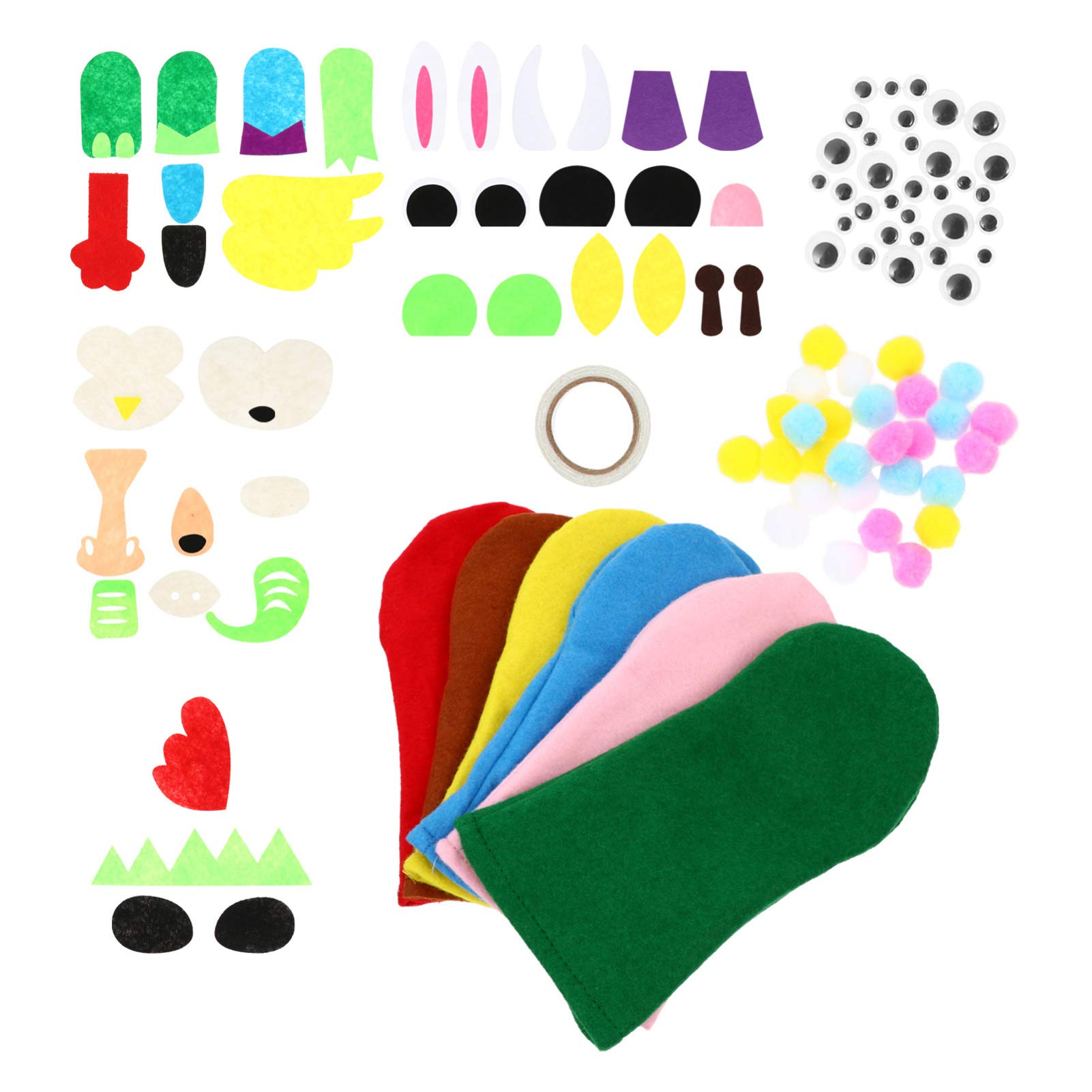 Buy Toddmomy 6 Sets Hand Puppet Making Kit for Kids Art Craft Felt Sock ...