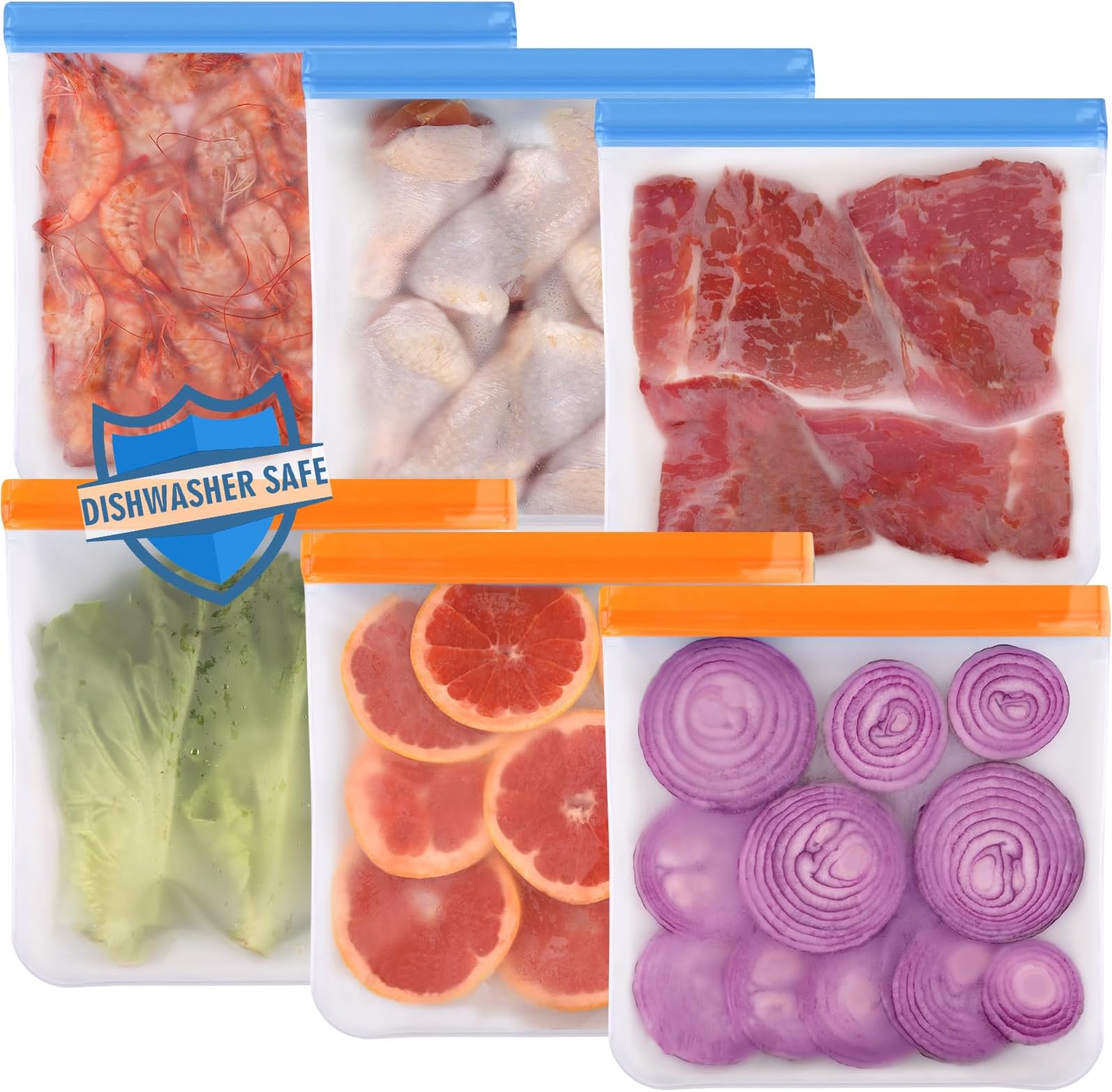 Amazon.com: Reusable Gallon Freezer Bags - 6 Pack 1 Gallon Storage Bags ...