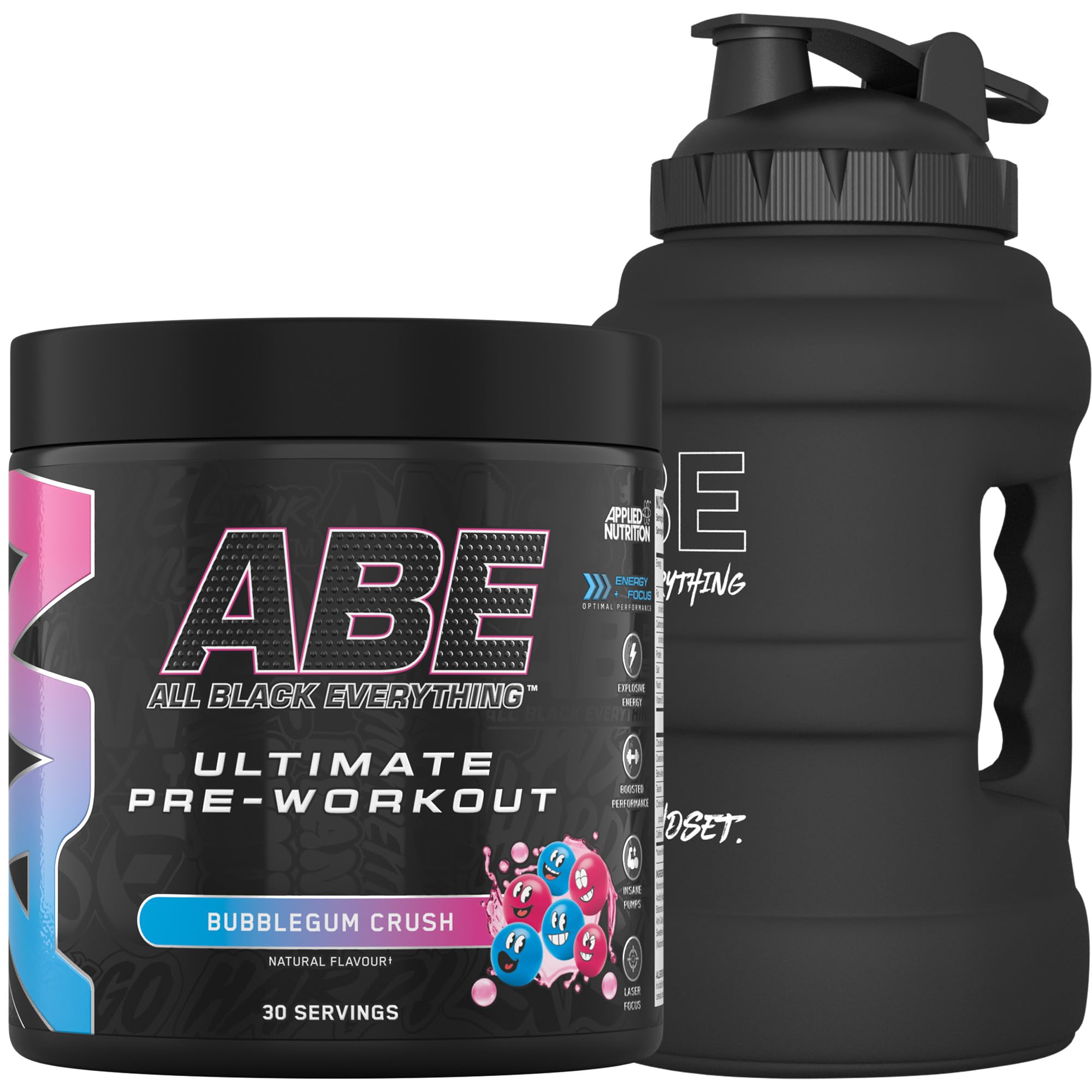 Applied Nutrition Bundle ABE Pre Workout 375g + JUG 2.5 LT Matt Black ...