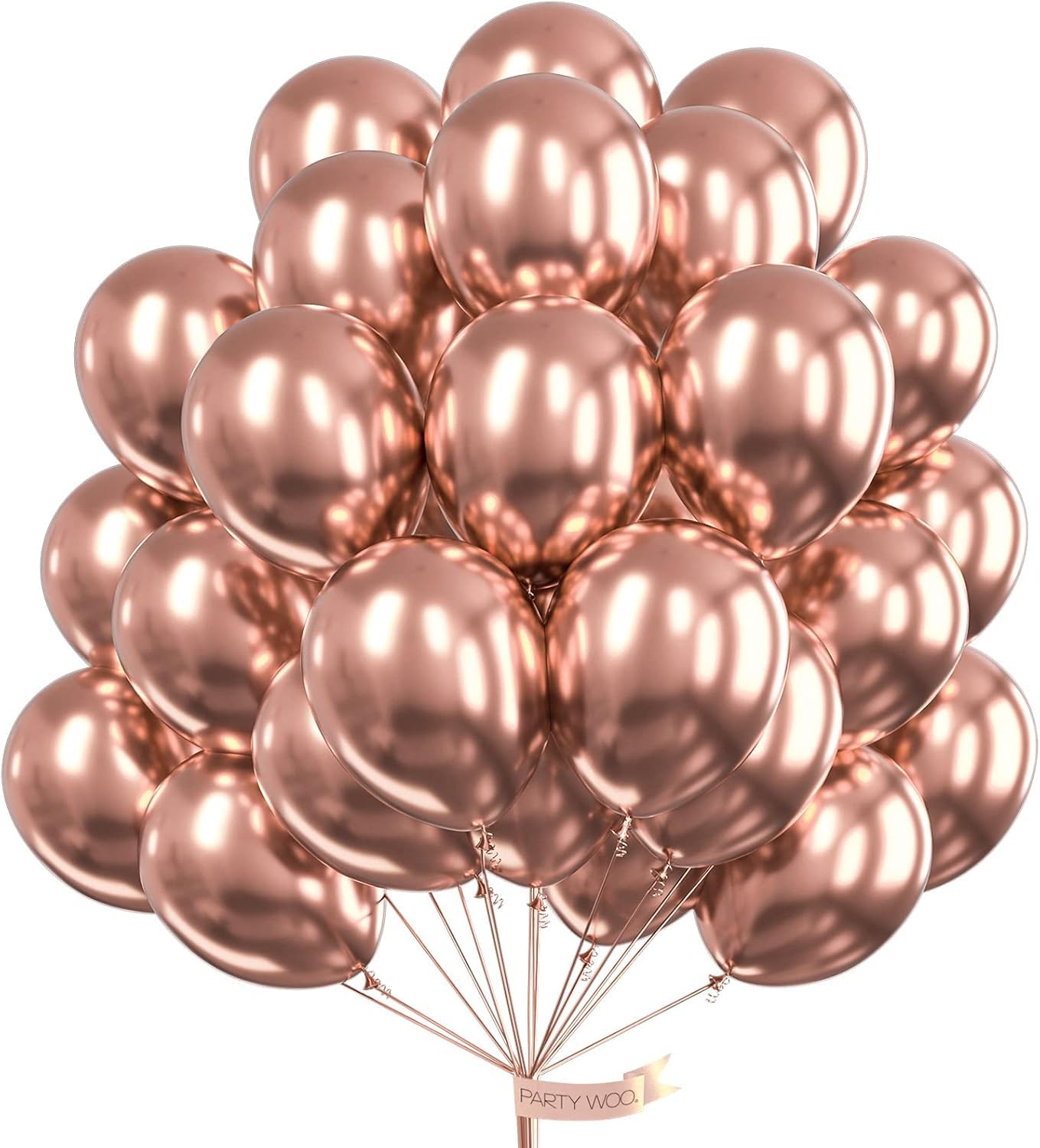 Partiana Metallic Chrome Rose Gold Balloons - 100 pcs 12 Inch Rose Gold ...