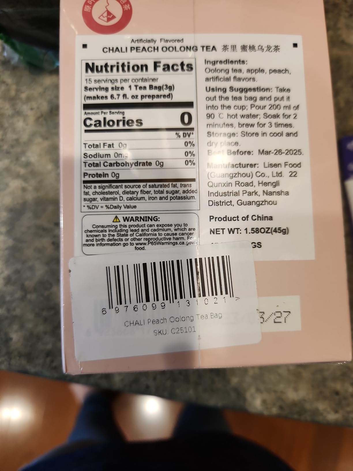 Amazon.com : CHALI Peach Oolong Tea Bags, Fruit Oolong Tea with Dried ...