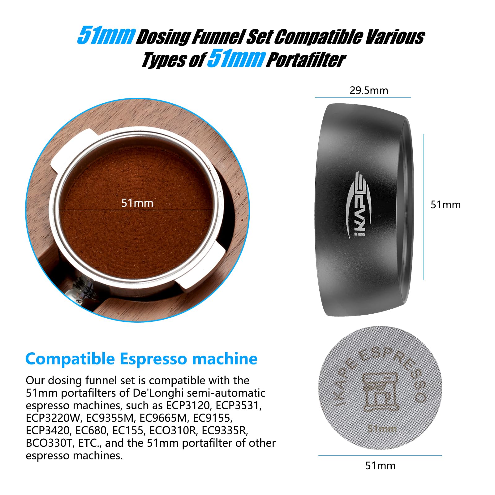 Snapklik.com : IKAPE Magnetic Dosing Funnel Set, 51MM Espresso Dosing ...