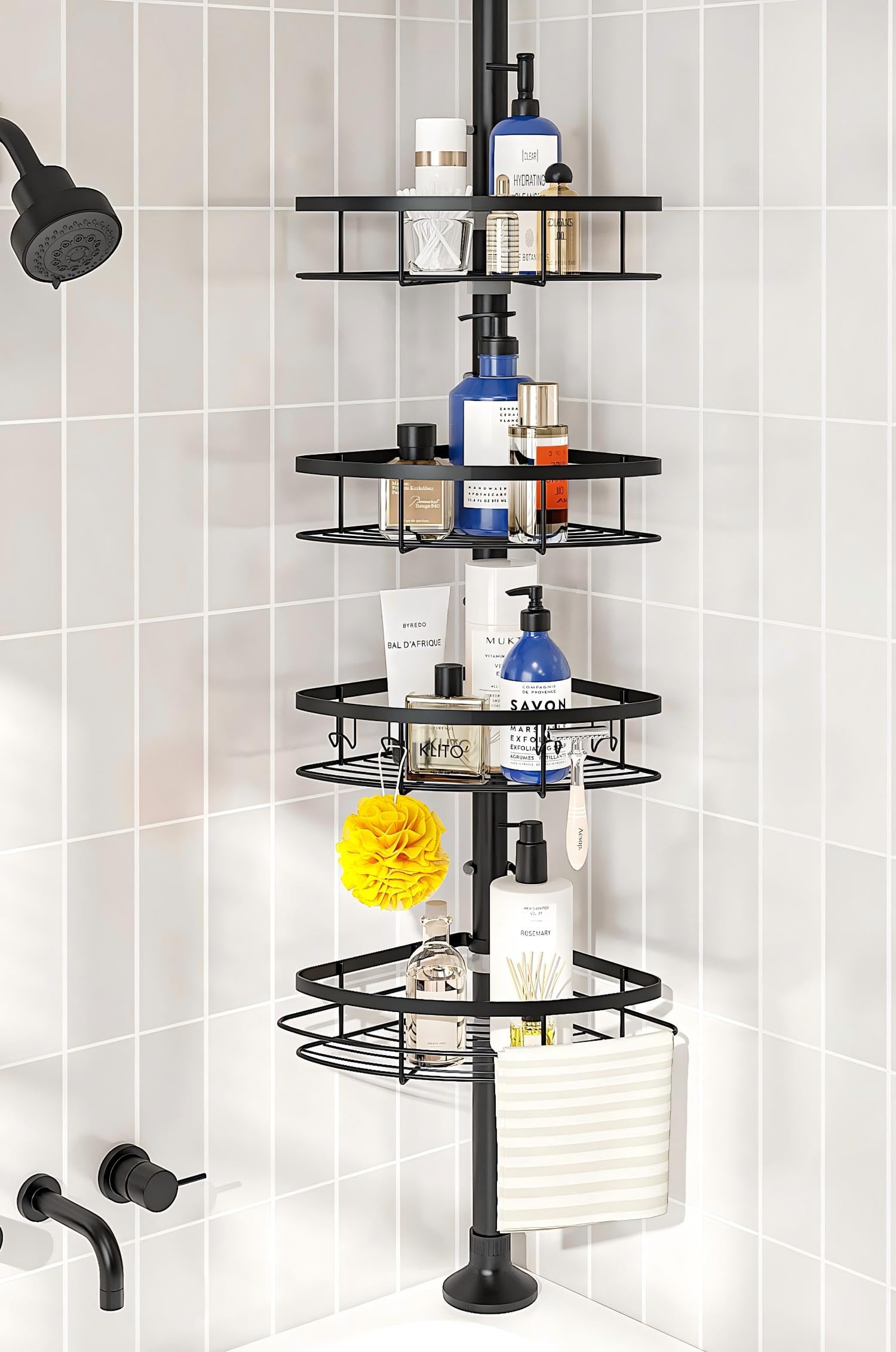 Amazon.com: SEIRIONE Corner Shower Caddy Tension Pole,Rustproof ...