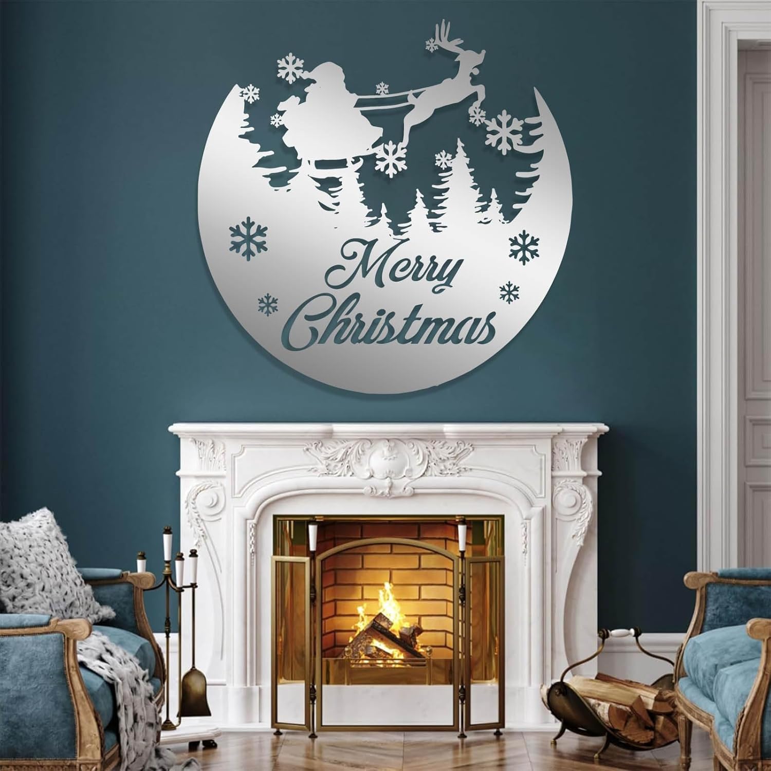 Amazon.com: Merry Christmas Metal Sign, Merry Christmas Metal Wall Art ...