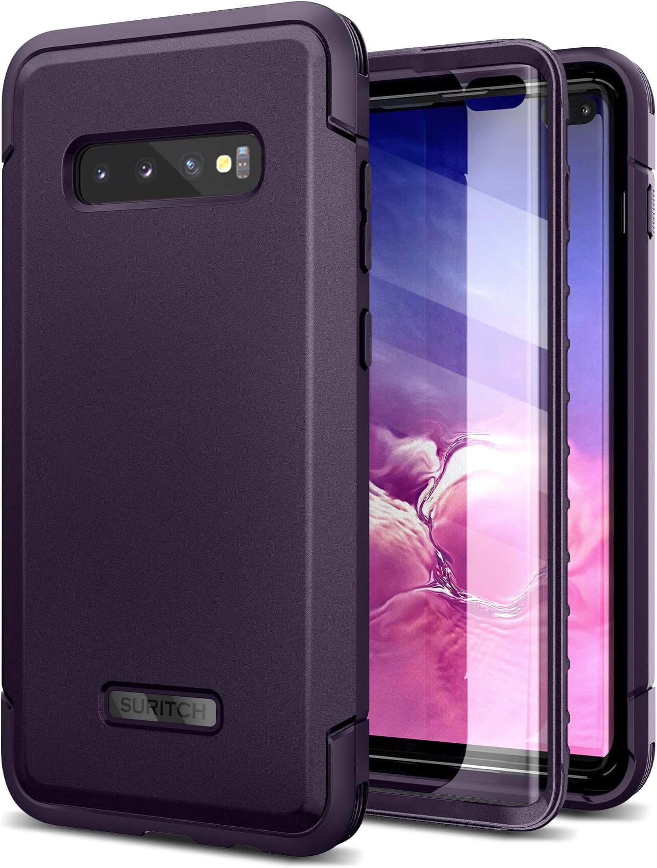 Amazon.com: SURITCH for Samsung Galaxy S10 Plus Case, [Built-in Screen Protector] 360° Full ...