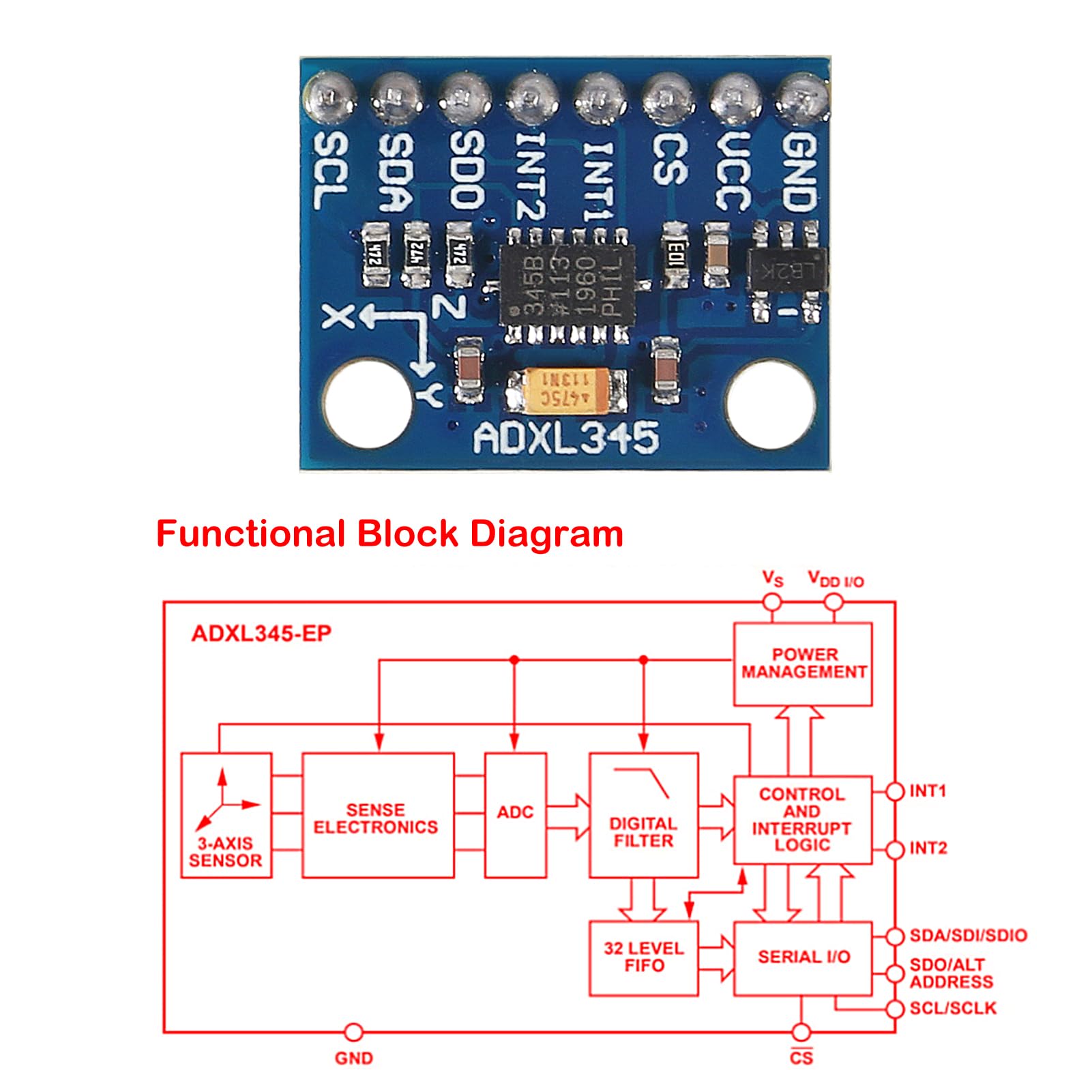 Snapklik.com : AOICRIE 3pcs GY-291 ADXL345 Pre-Soldered 3-Axis Digital ...