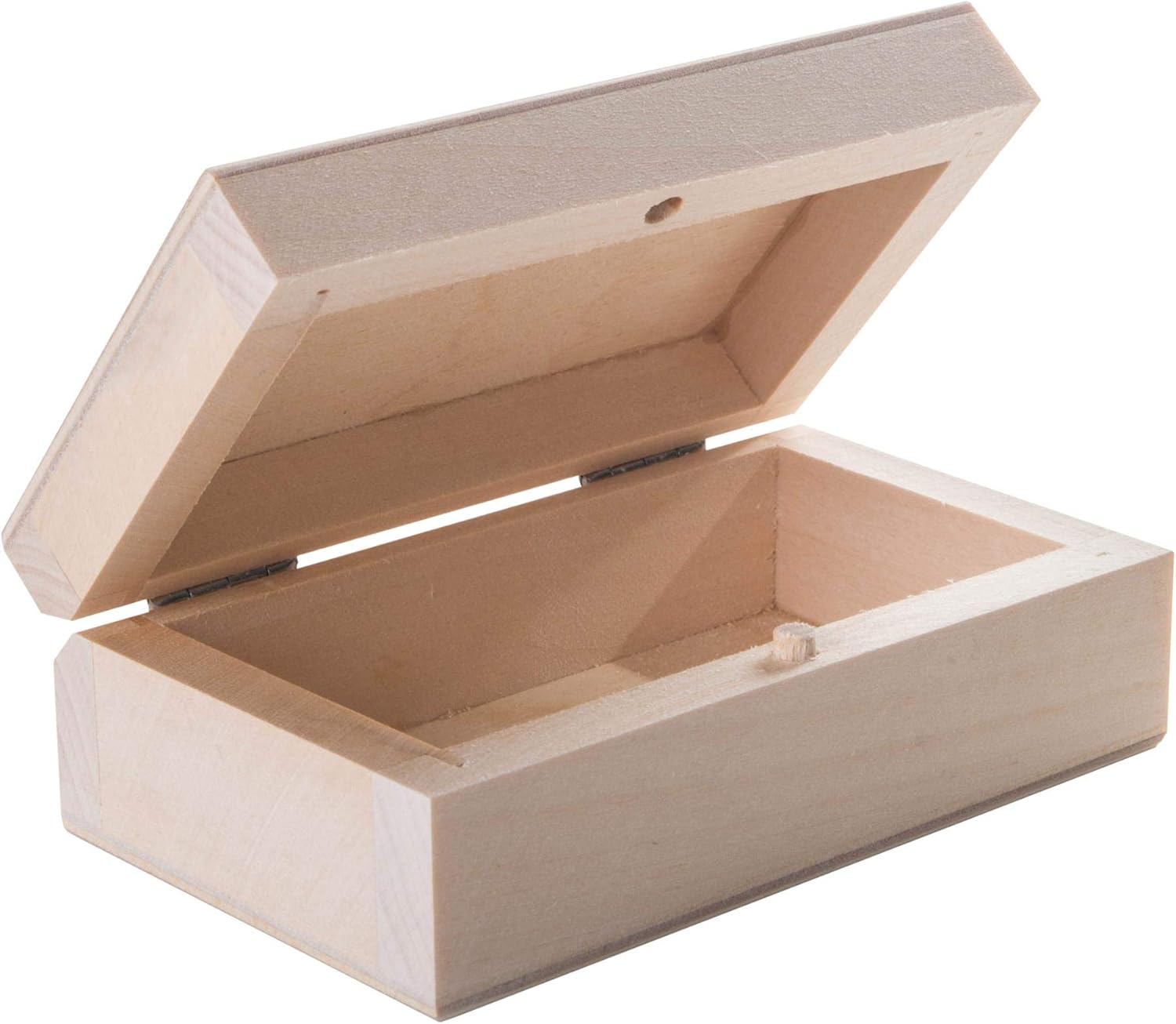 Small Rectangular Wooden Box with Lid & Bolt Closure | 10 x 6 x 3.7 cm ...