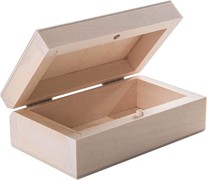 Small Rectangular Wooden Box with Lid & Bolt Closure | 10 x 6 x 3.7 cm ...