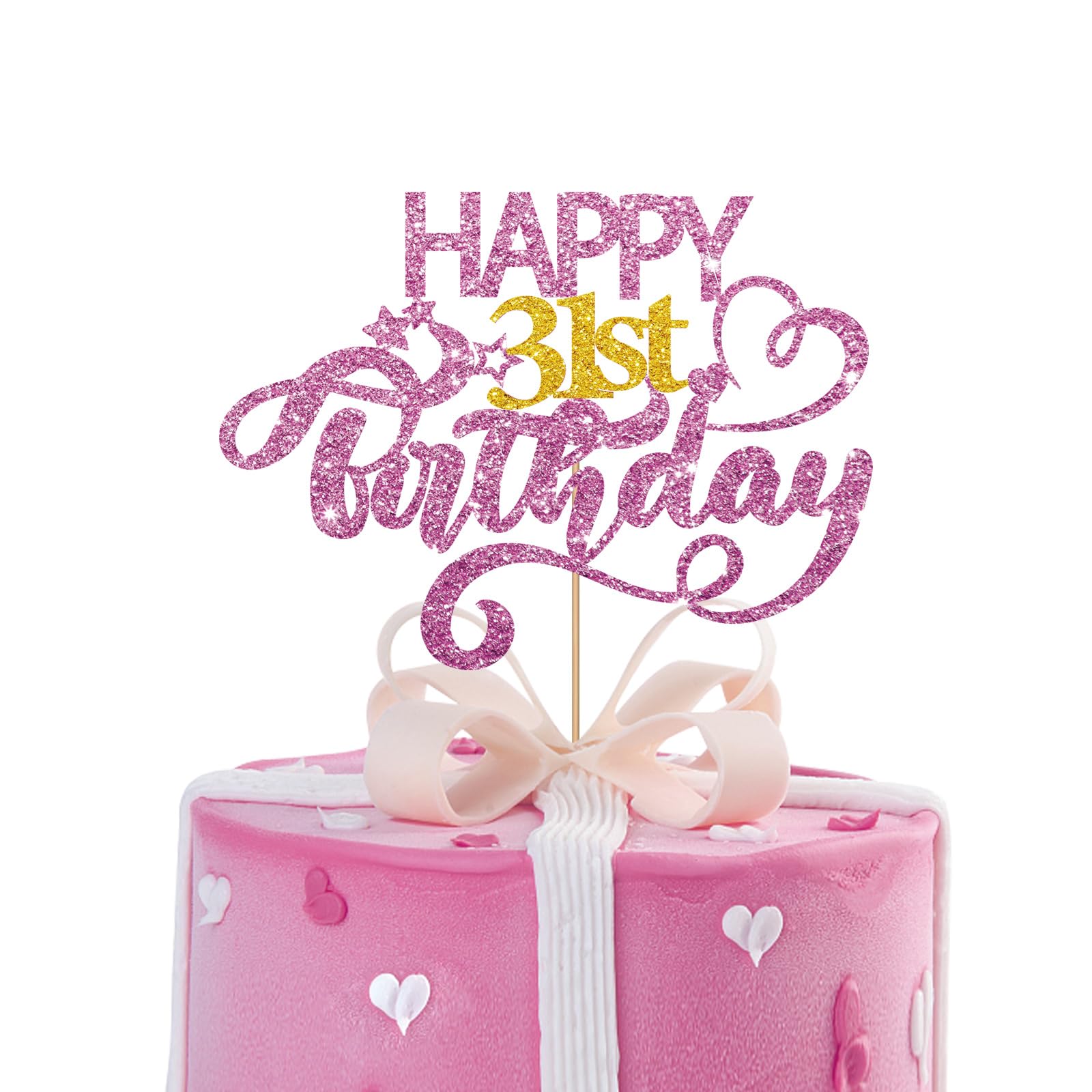 Amazon.com: Pink Glitter Happy 31st Birthday Cake Topper, Thirty One ...