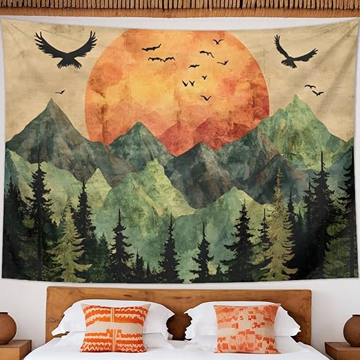 Amazon.com: DTIQCCN Mountains Sunset Tapestry Mountain Forest ...