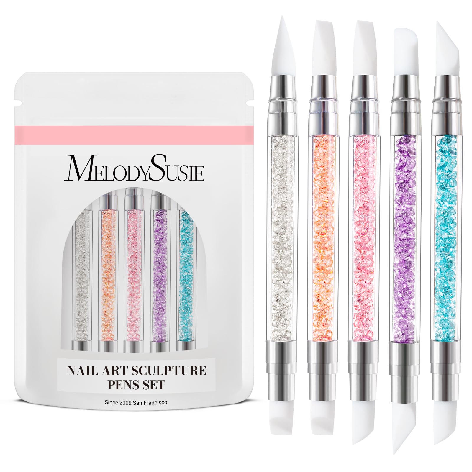Amazon.com : MelodySusie 5 Pcs Nail Art Sculpture Pen Acrylic Dual ...