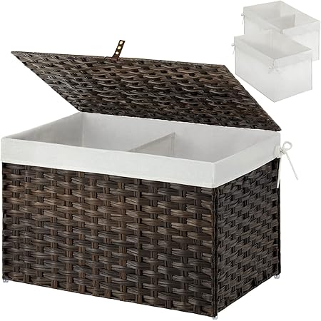 Amazon.com: GREENSTELL Storage Basket with Lid, Handwoven Large Shelf ...