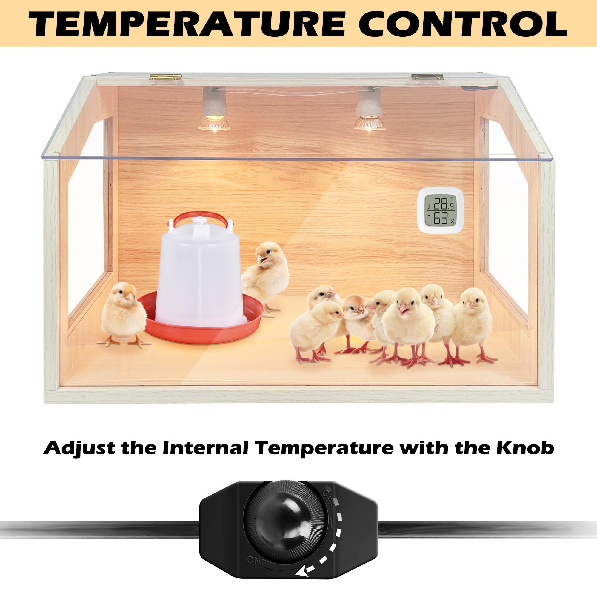 Brooder Box for Chicks, 25 Chicken Brooder Box with 2 Heat Lamps, Chick ...