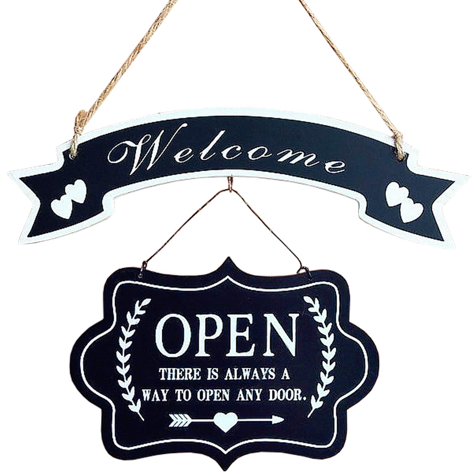 Buy Wooden Welcome Open Closed Sign for Business 11 x 9 Inch, Double ...