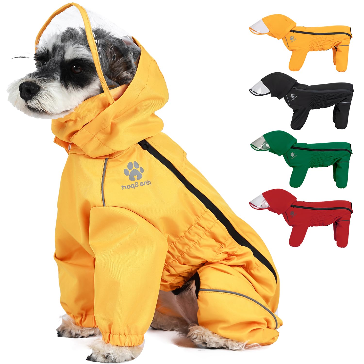 Amazon.com : PINA Dog Raincoat, Waterproof Dog Rain Jacket with Hood ...
