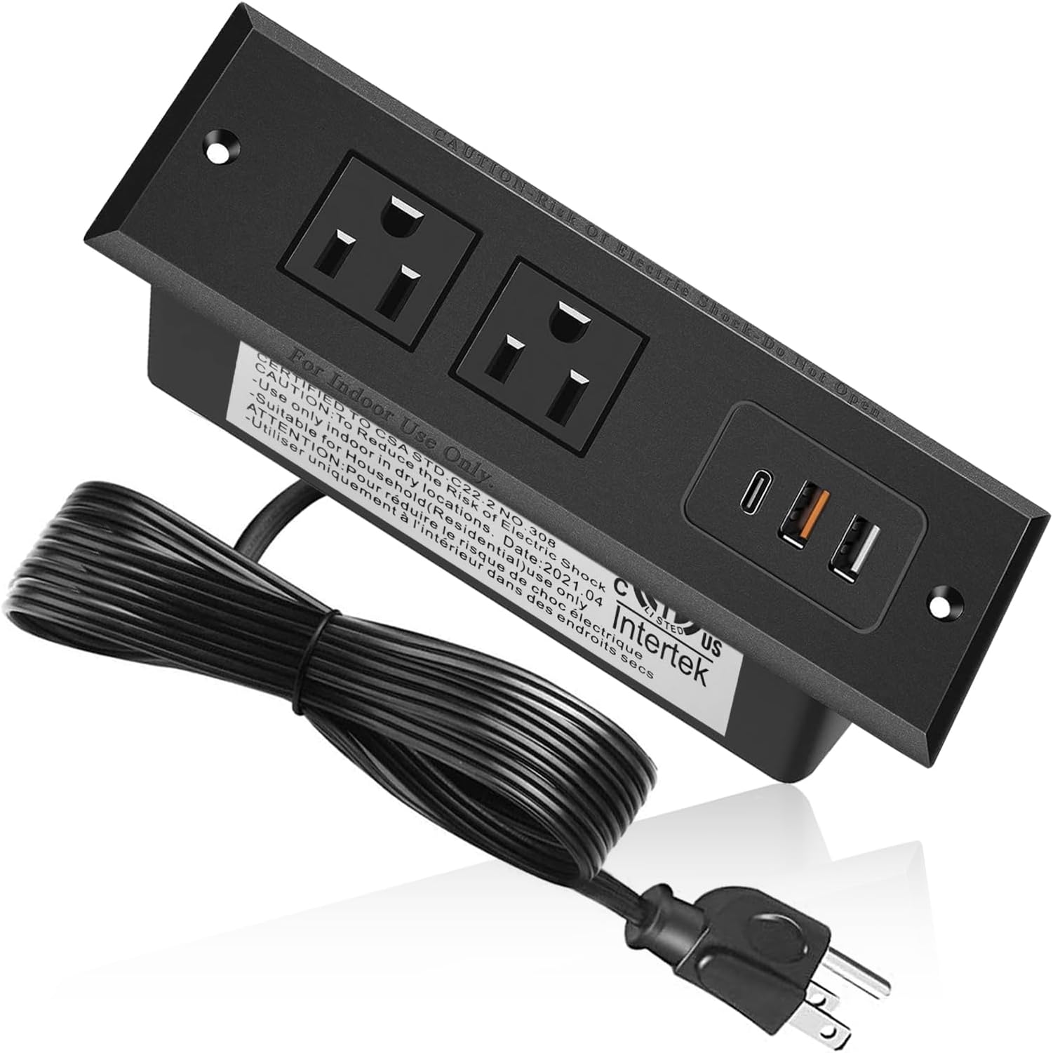 Amazon.com: Furniture Recessed Power Strip, Recessed Desk Outlet with ...