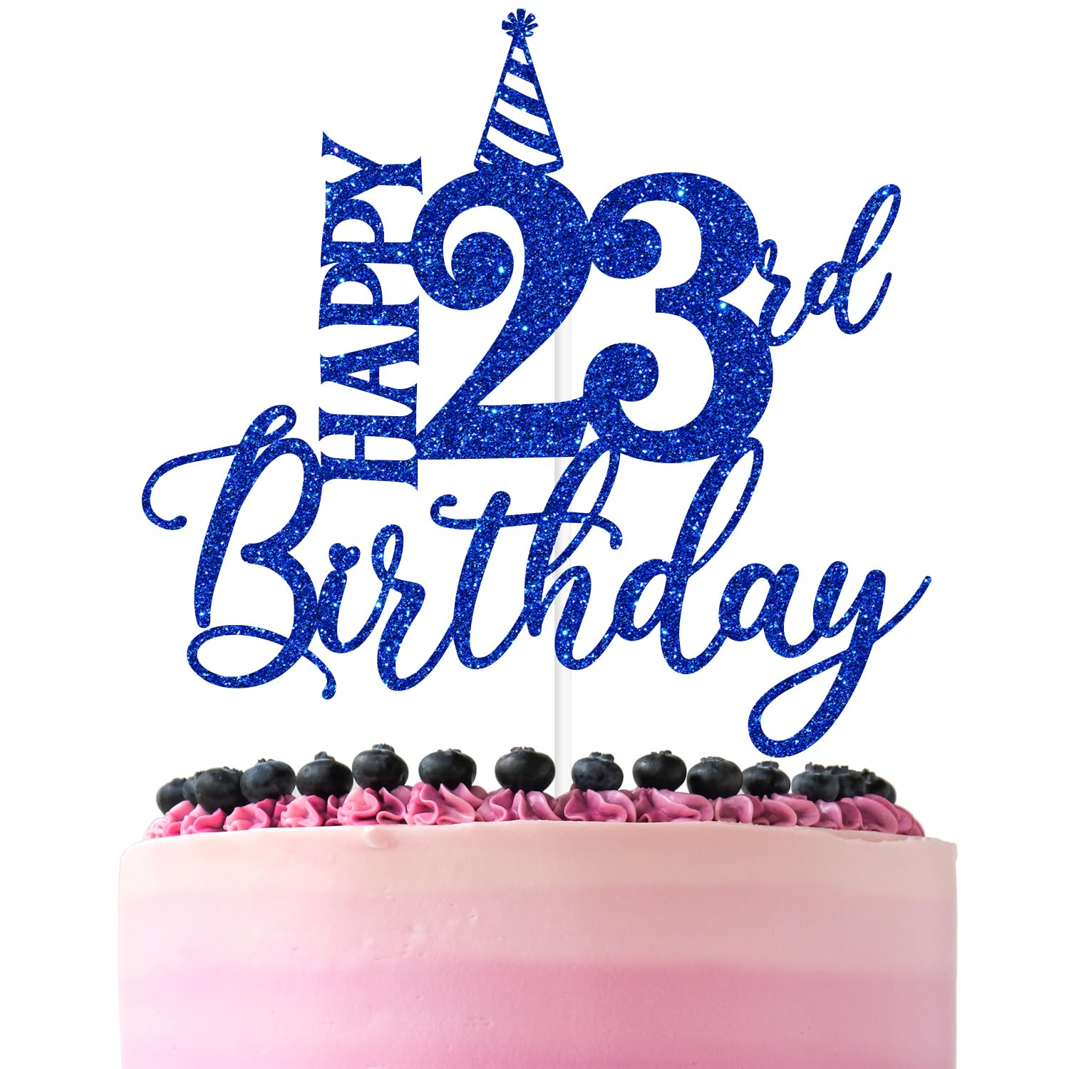 Amazon.com: Blue Glitter Happy 23rd Birthday Cake Topper, I'm 23 ...