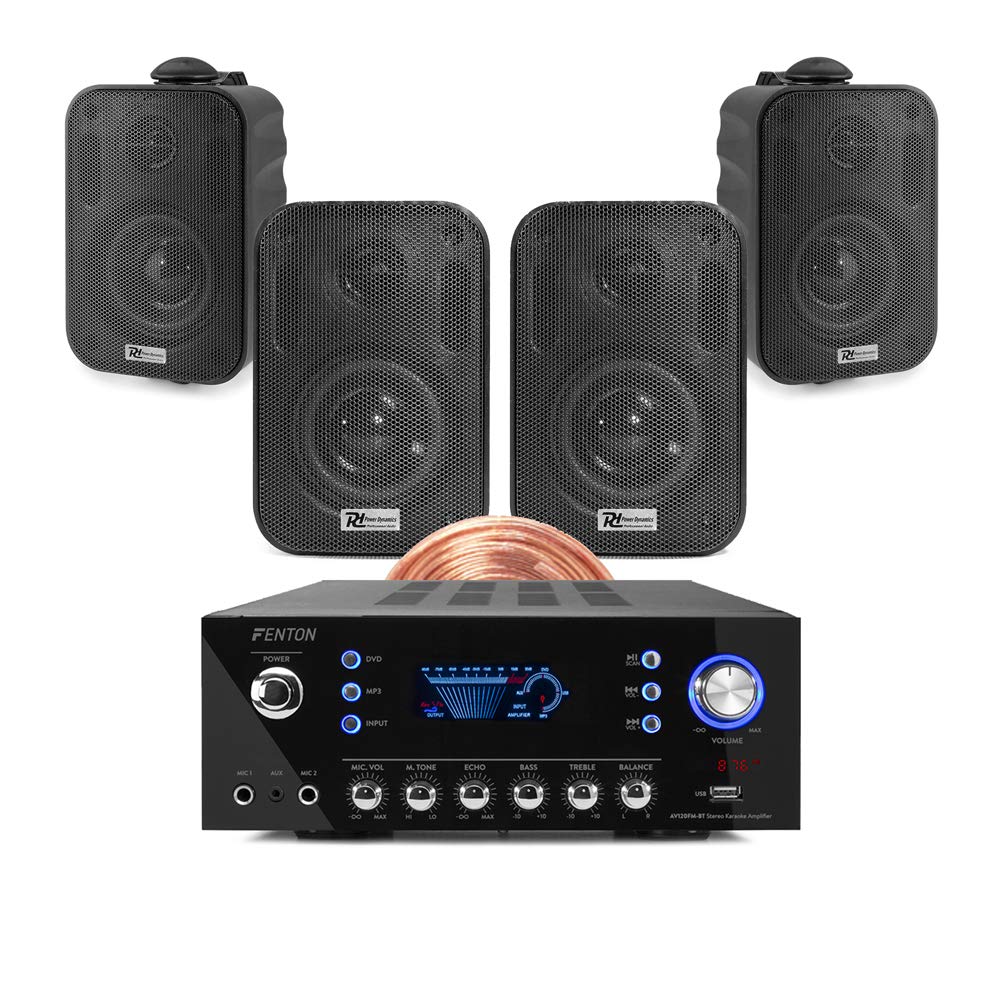Power Dynamics 4x PD BGO30 3-Inch Black Wall Speakers with Bluetooth ...