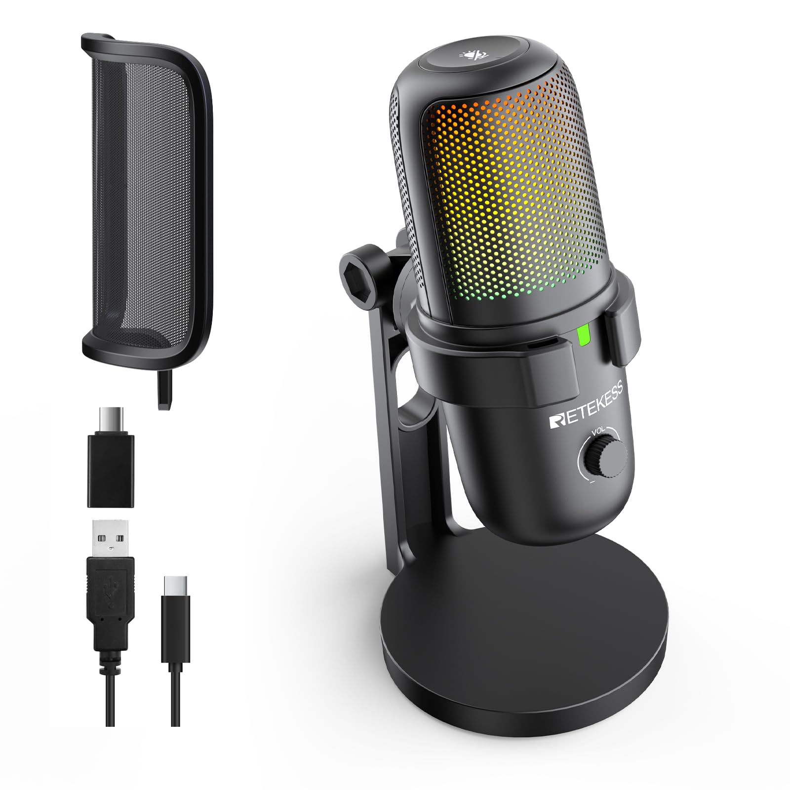 Amazon.com: Retekess TG201 Gaming Microphone, Noise Cancellation ...