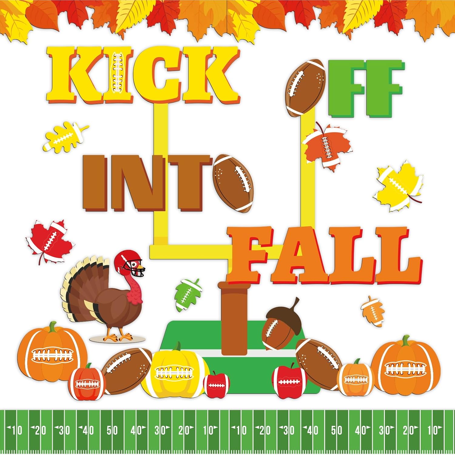 Amazon.com: 158pcs Kick Off into Fall Bulletin Board Set Thanksgiving ...