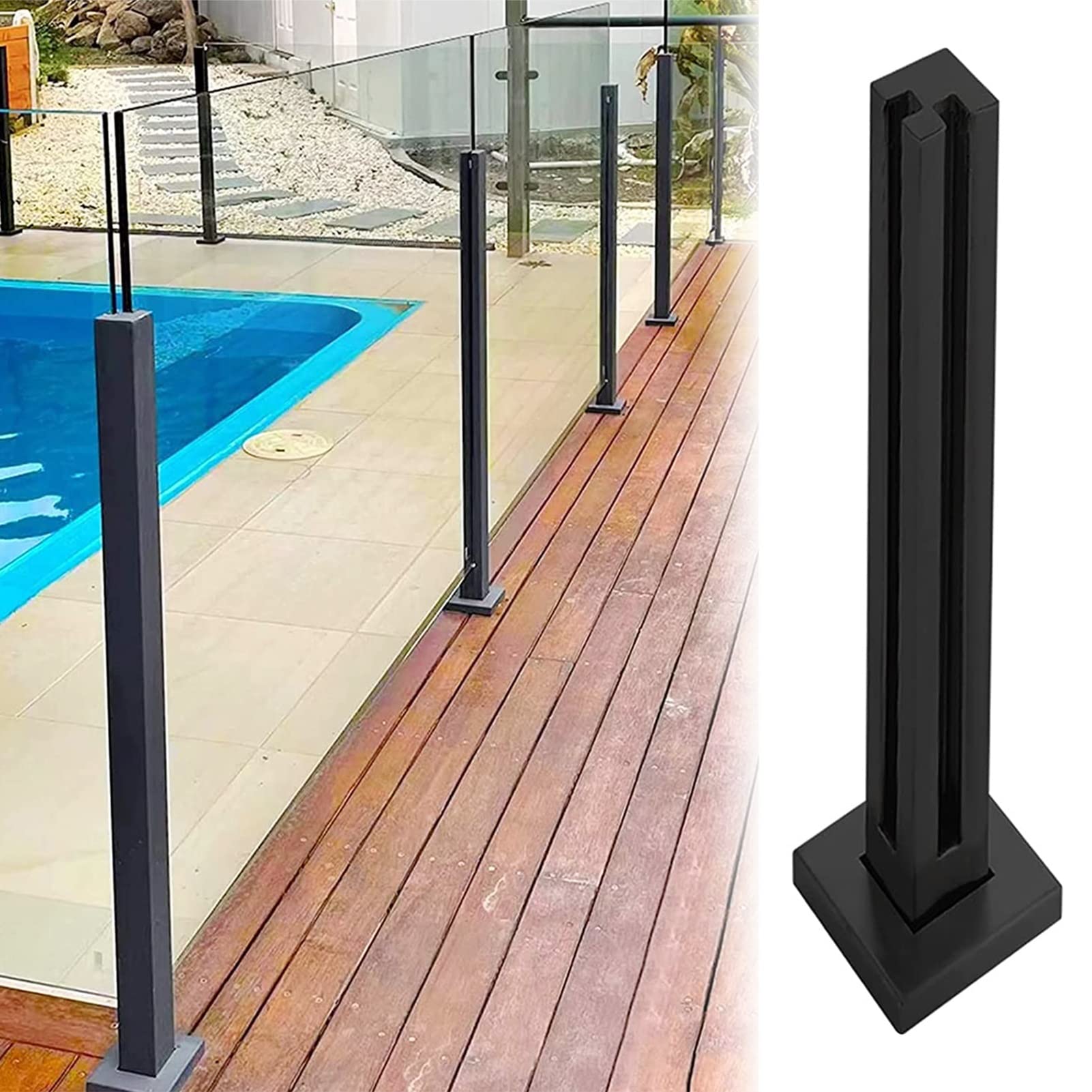 Buy ZIMGOD Glass Balustrade Outdoor Deck Railing Kit, Black Square ...