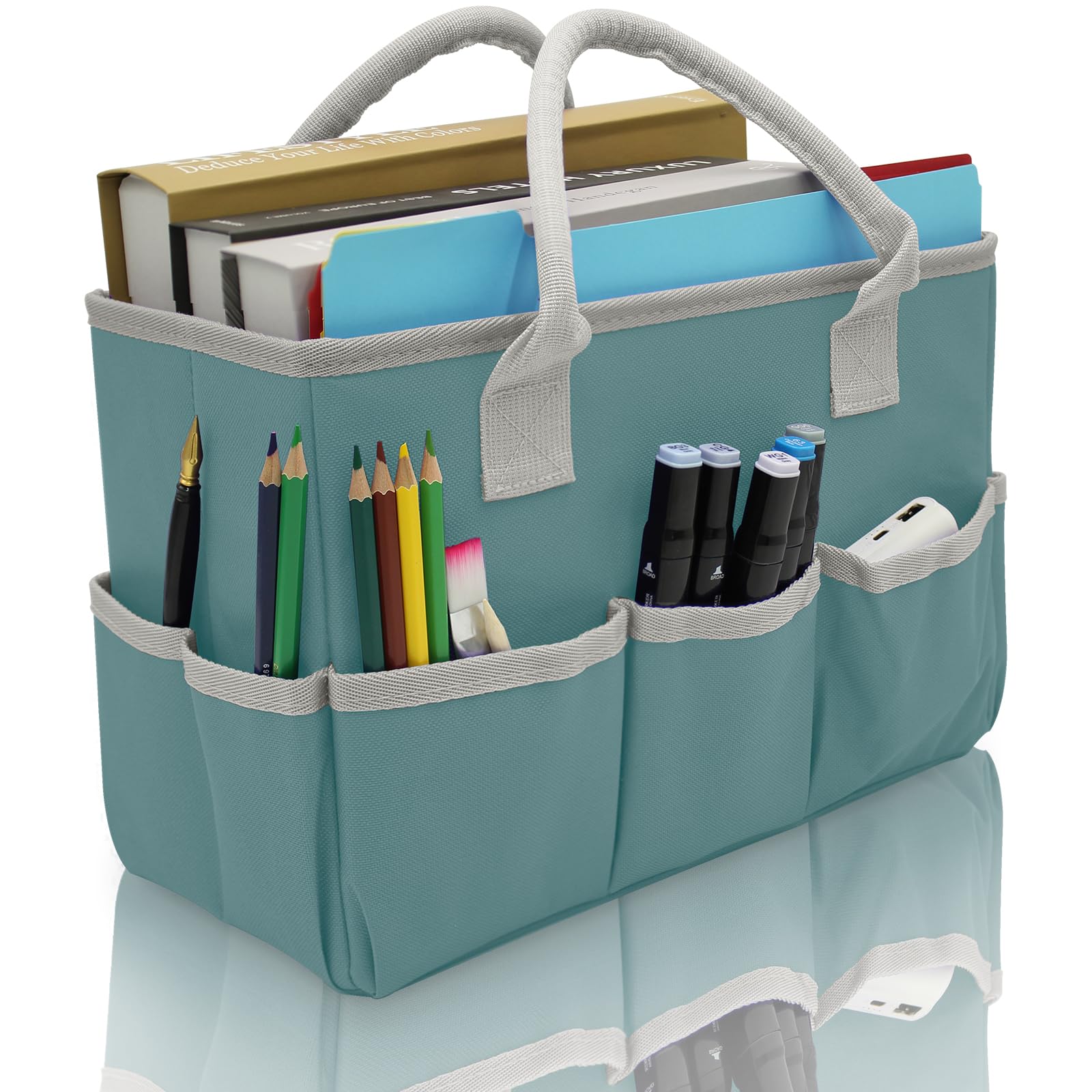 Amazon.com: Cupohus Art Organizer Craft Storage Tote Bag with Pockets ...