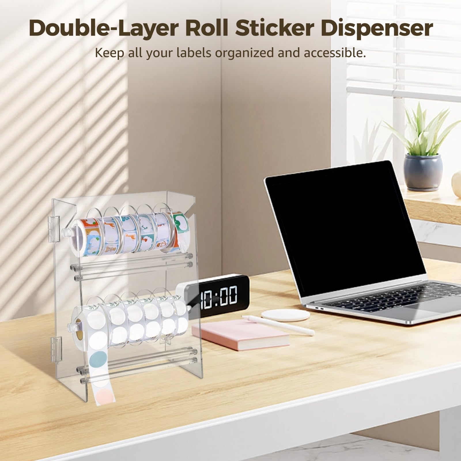 Snapklik.com : Double-Layer Acrylic Roll Sticker Dispenser, Foldable ...